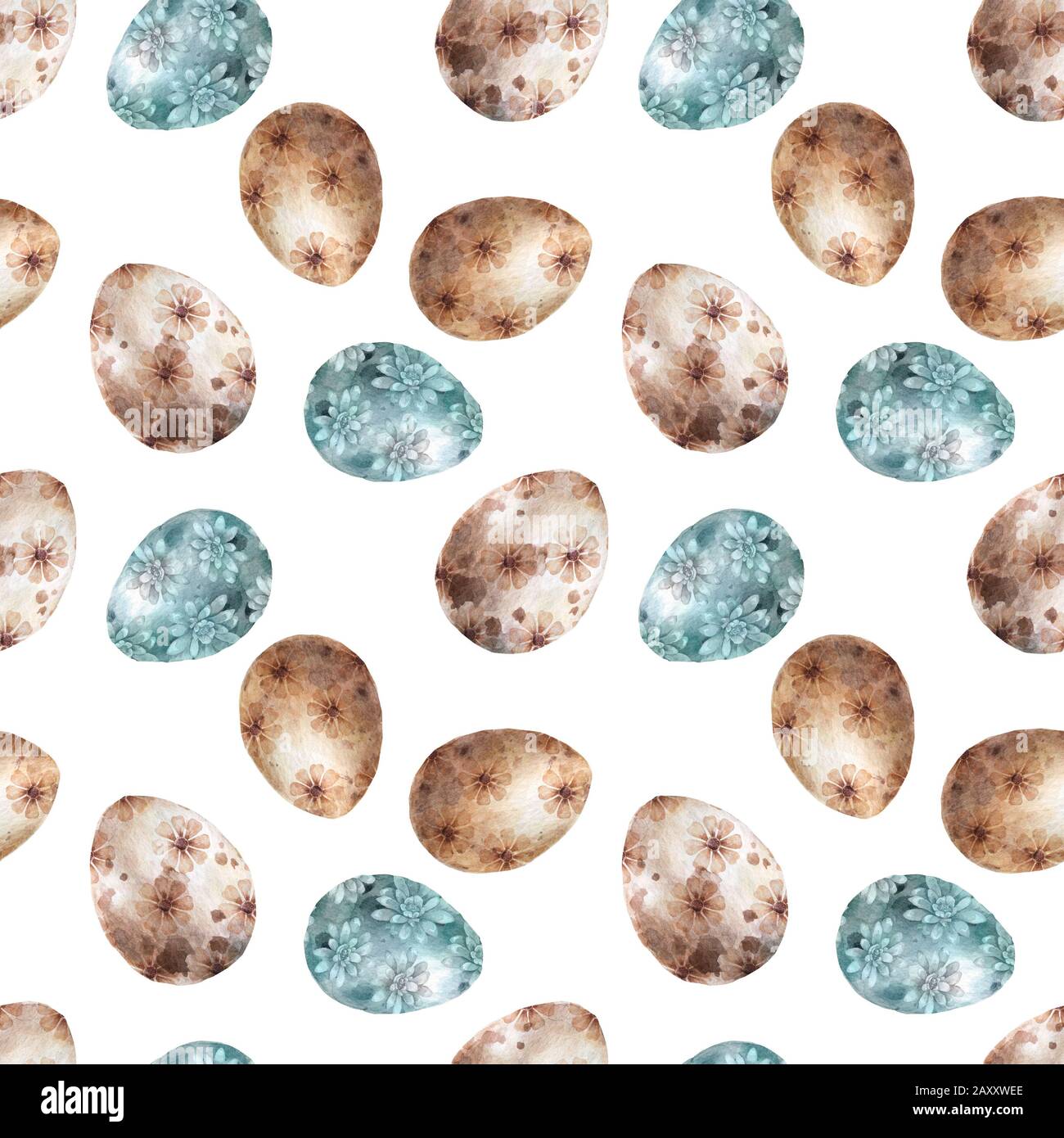 Realistic Eggs pattern on white background, Hand drawn watercolor eggs ...