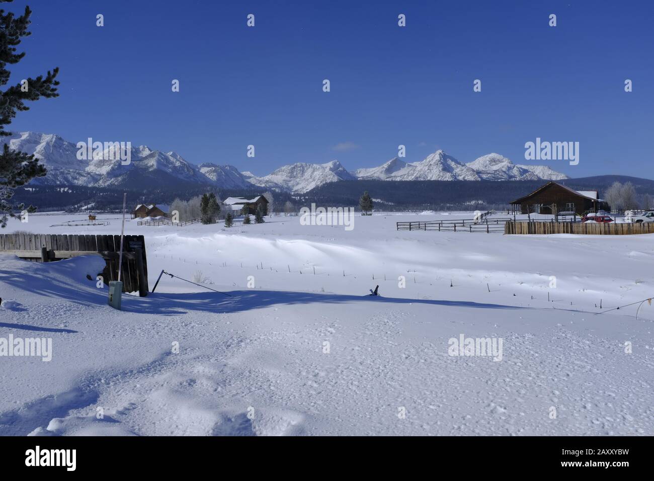 Sawtooth Valley near Stanley, Idaho with winter snow Stock Photo - Alamy