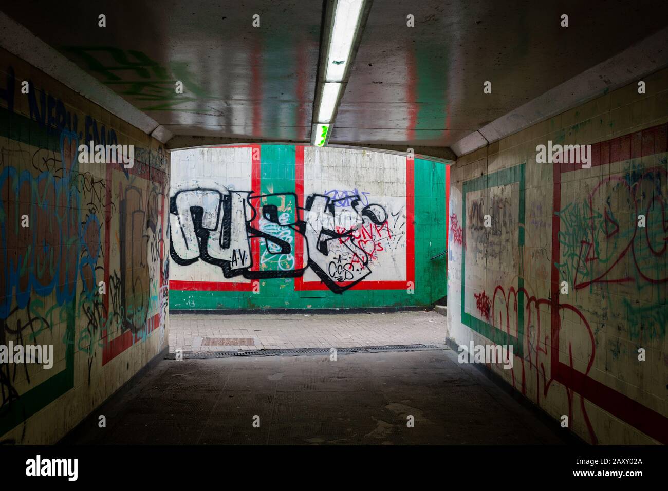Underpass or pedestrian subway, Birmingham city centre, UK Stock Photo ...