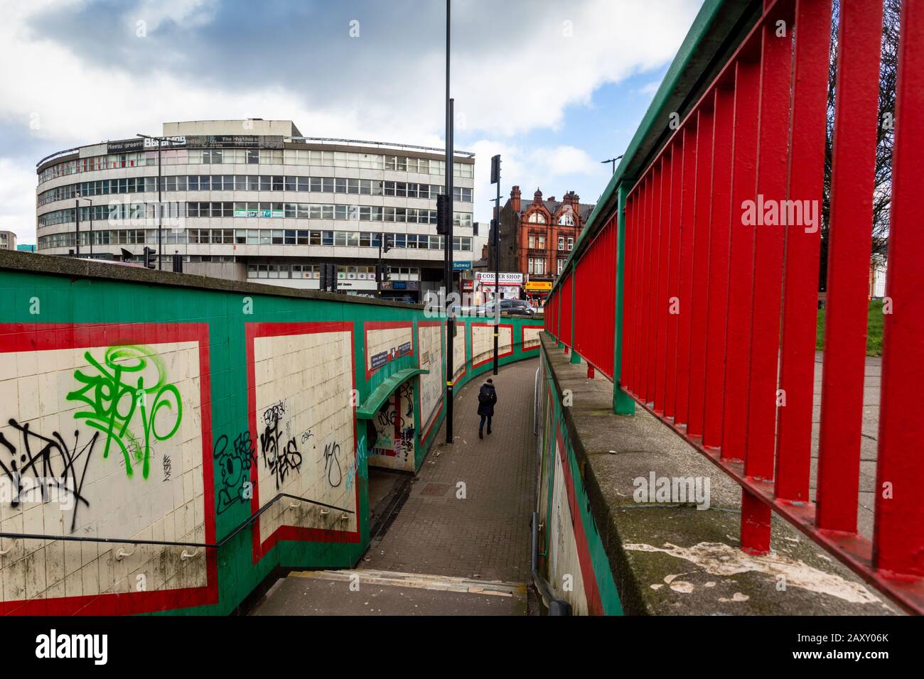 Underpass or pedestrian subway, Birmingham city centre, UK Stock Photo ...