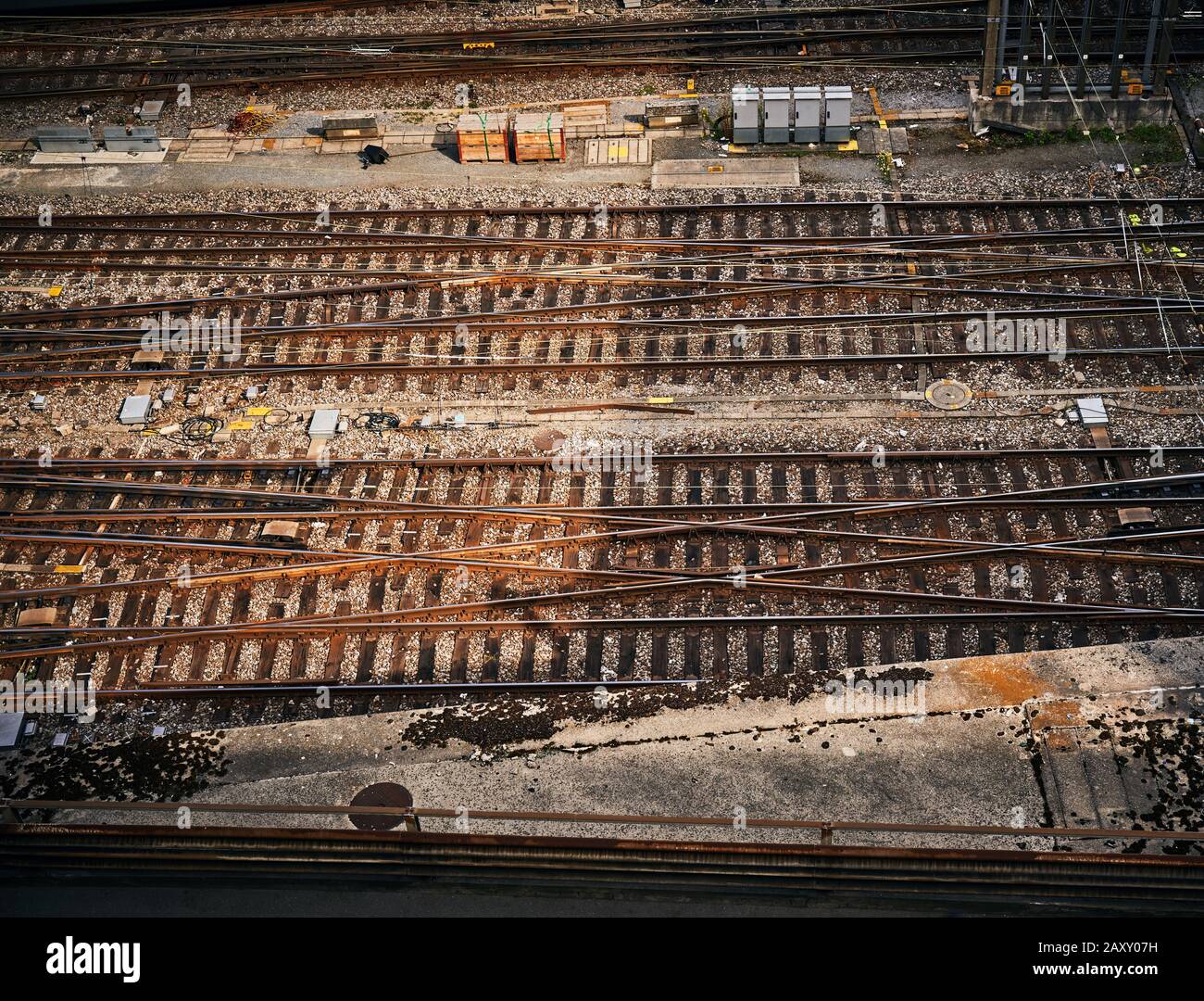 Railroad track. Railway in Bern, Switzerland Stock Photo - Alamy