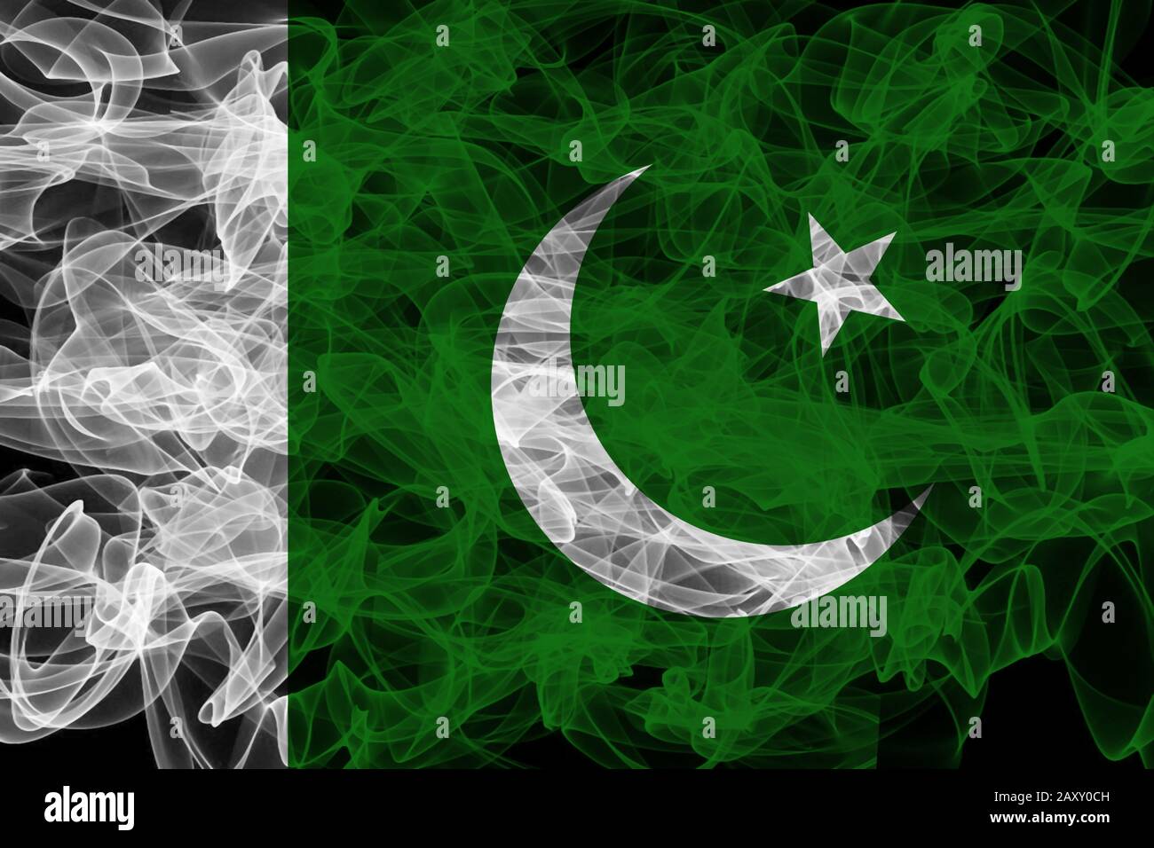 Pakistan Smoke Flag on Black Background, Pakistan flag Stock Photo - Alamy