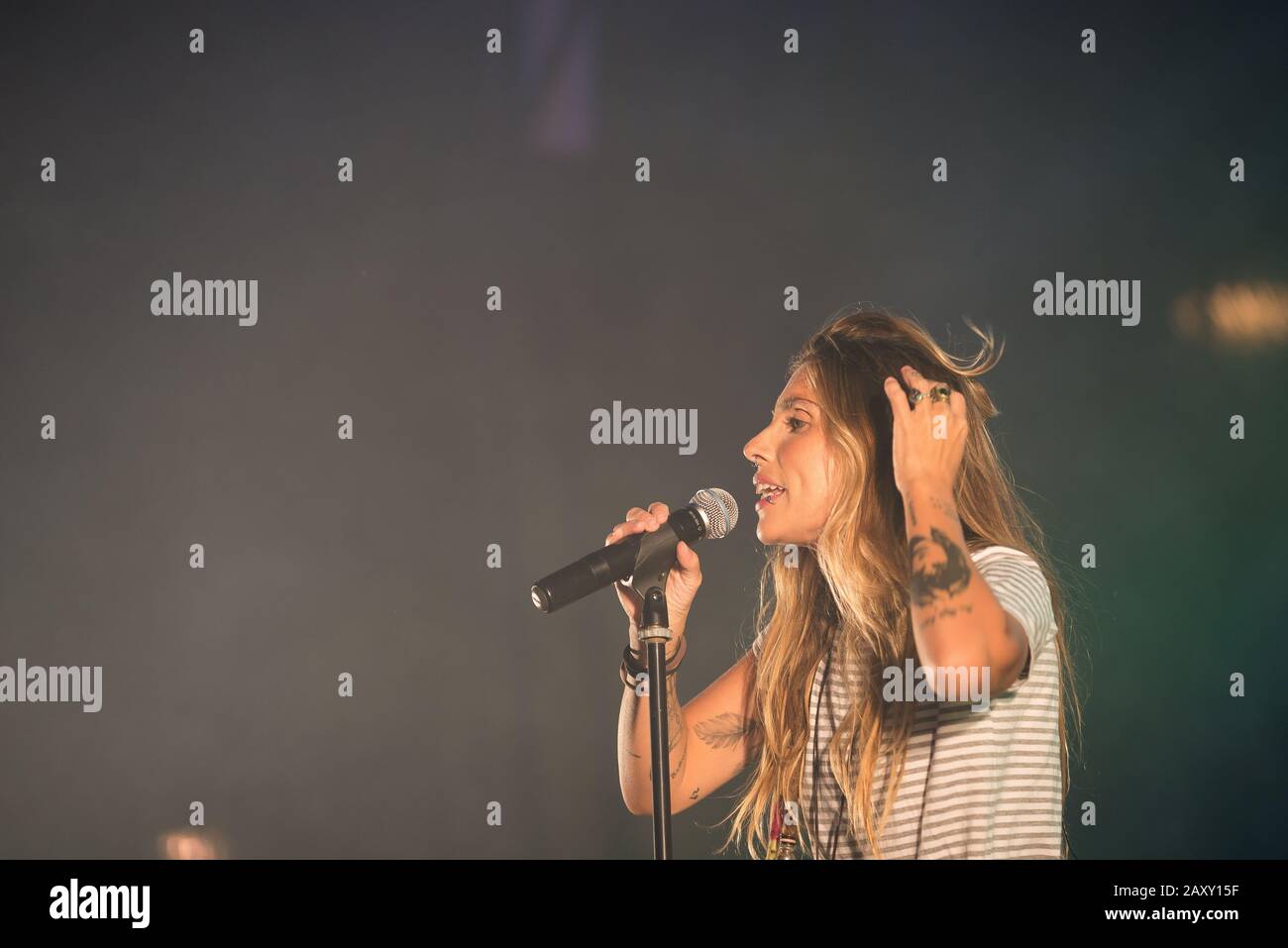 Bergamo, Italy. 15 July 2017. Italian rock singer Ambra Marie performs ...