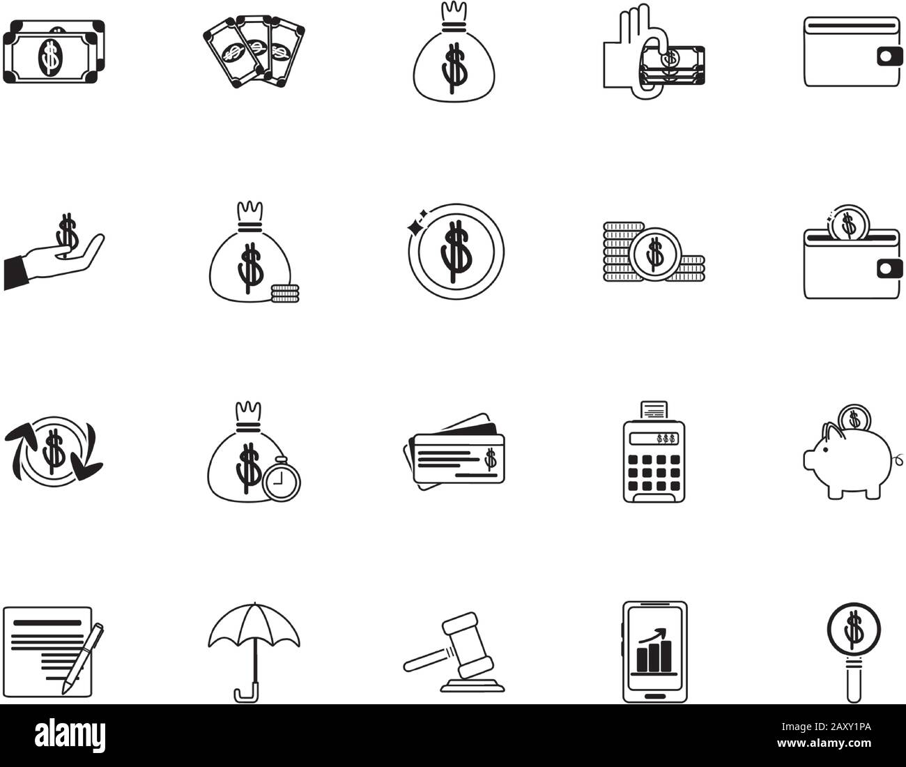 money business financial trade commerce icons set line style icon ...