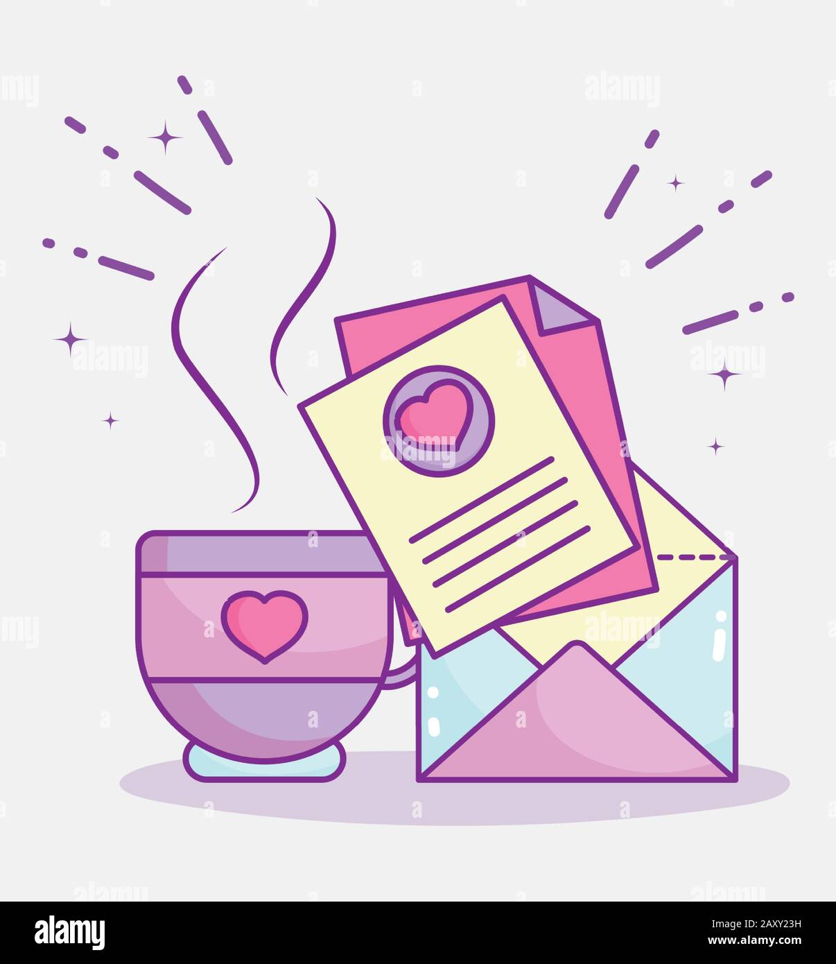 happy valentines day, message letter coffee cup romantic celebration ...