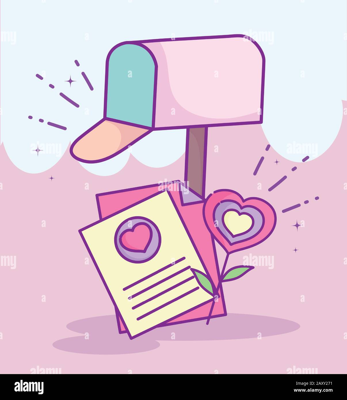 happy valentines day, mailbox letter card flower shape heart love ...