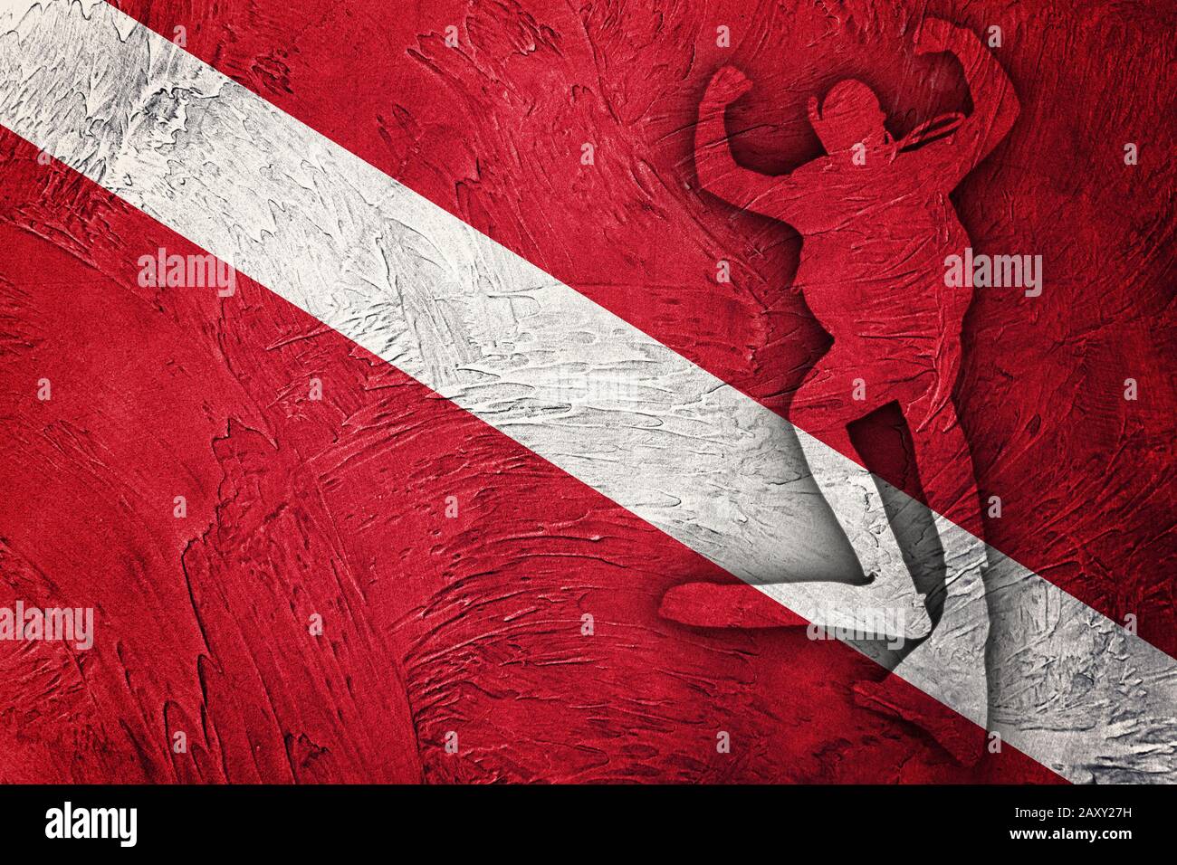 Diver Down Flag, Diver Silhouette, Vintage Style Scuba flag Stock Photo ...