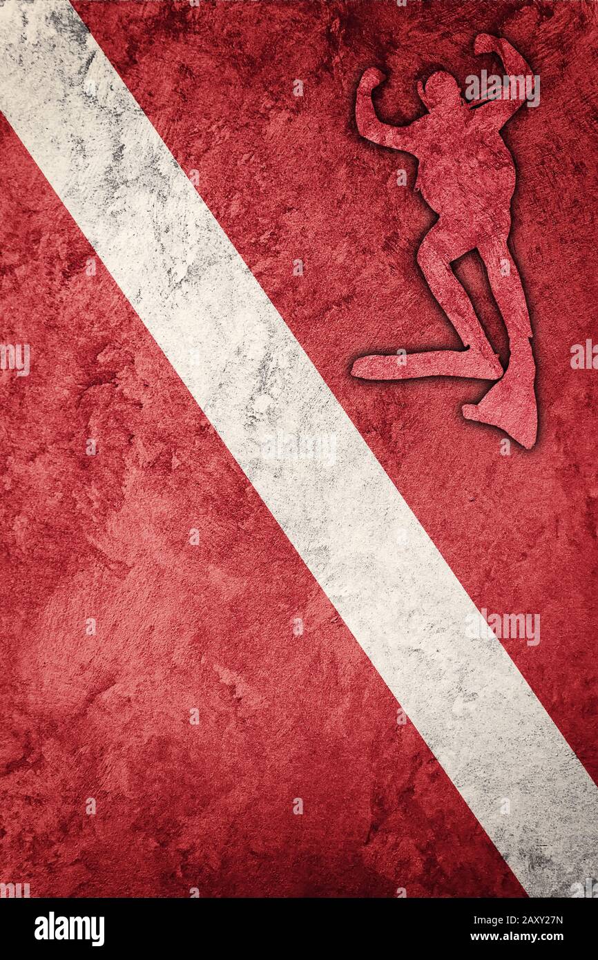 Diver Down Flag, Diver Silhouette, Vintage Style Scuba flag Stock Photo ...