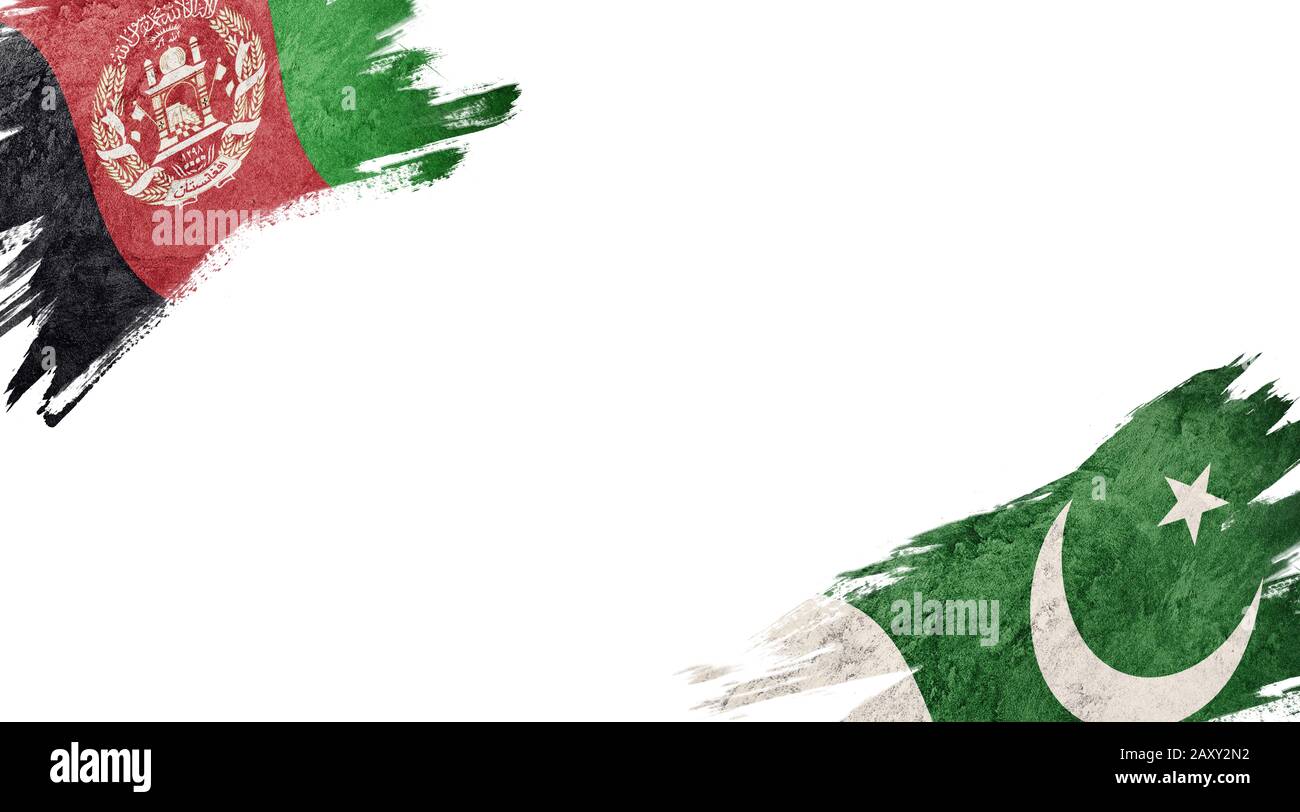 Flags of Afghanistan and Pakistan on white background Stock Photo - Alamy