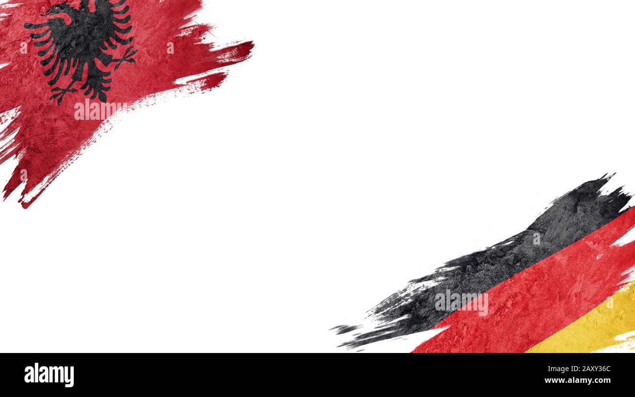 Flags of Albania and Germany on white background Stock Photo - Alamy