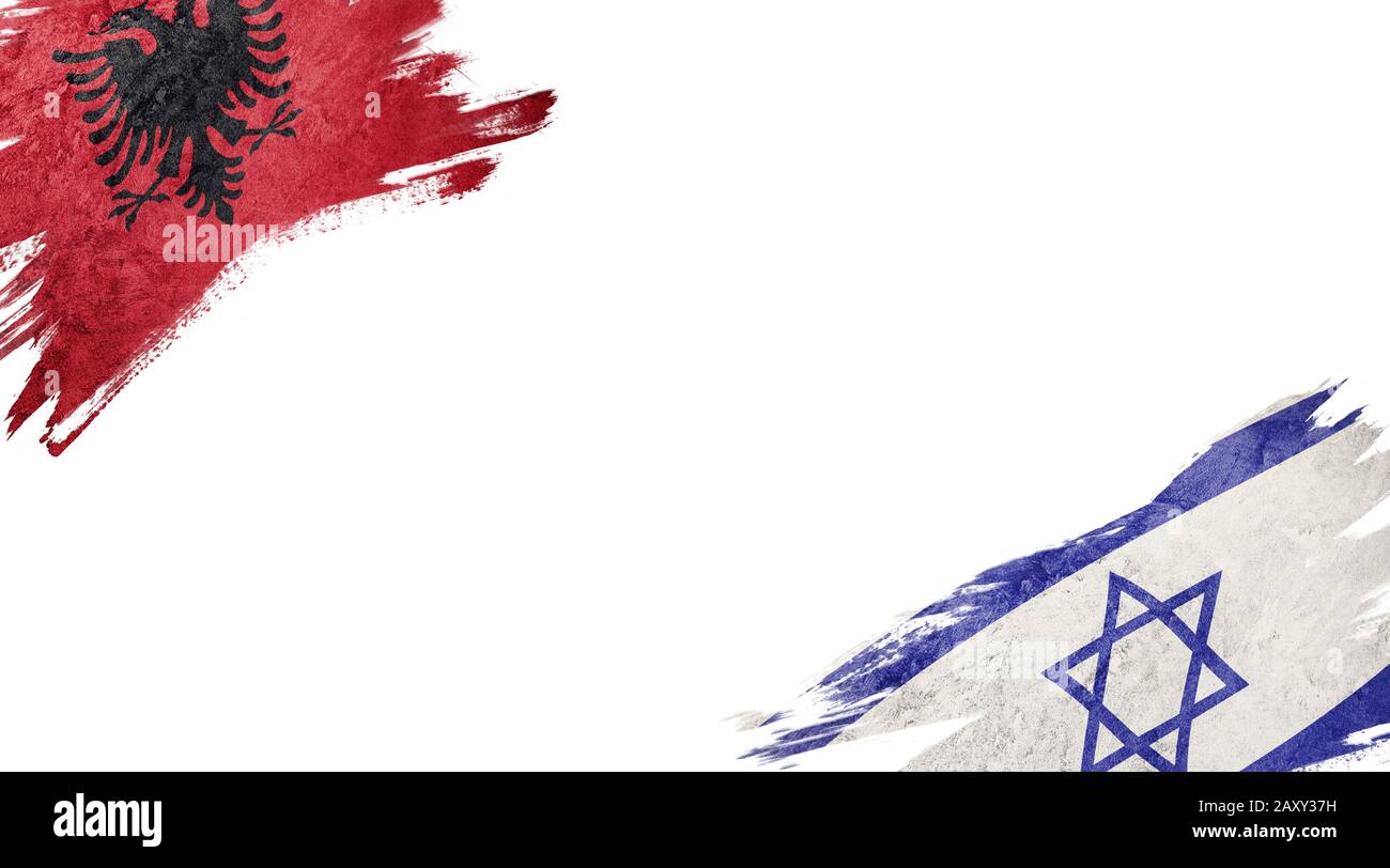 Flags of Albania and Israel on white background Stock Photo - Alamy