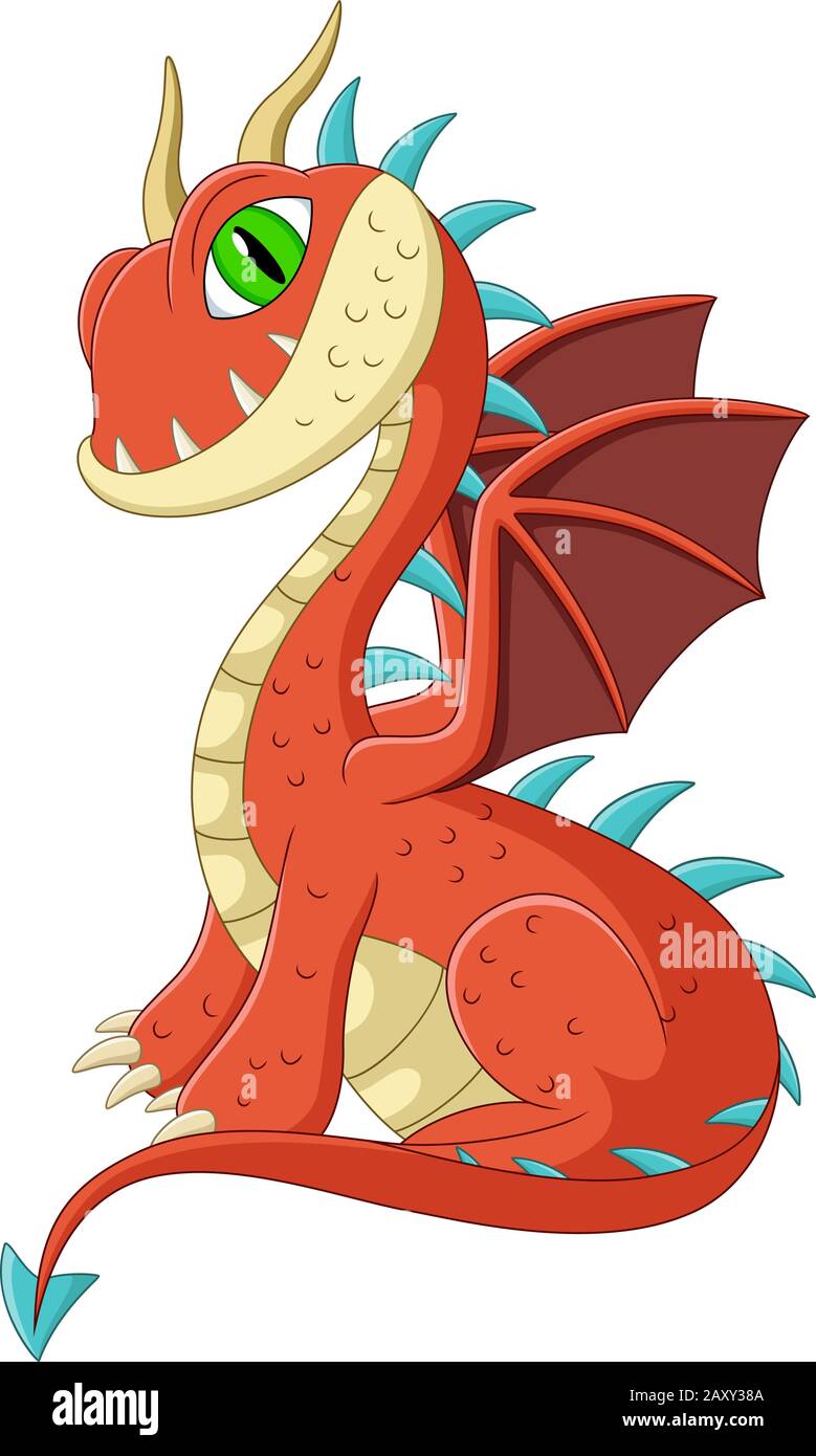 Cartoon dragon on white background Stock Vector Image & Art - Alamy
