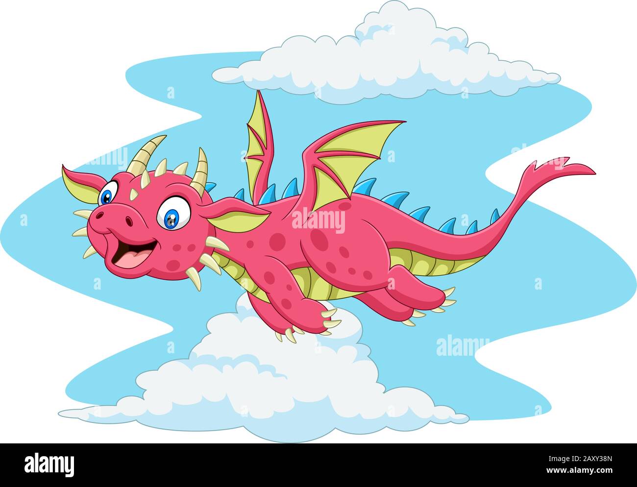 Cartoon happy red dragon flying Stock Vector Image & Art - Alamy
