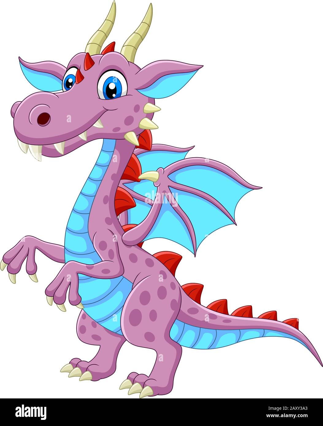 Cartoon happy dragon on white background Stock Vector Image & Art - Alamy