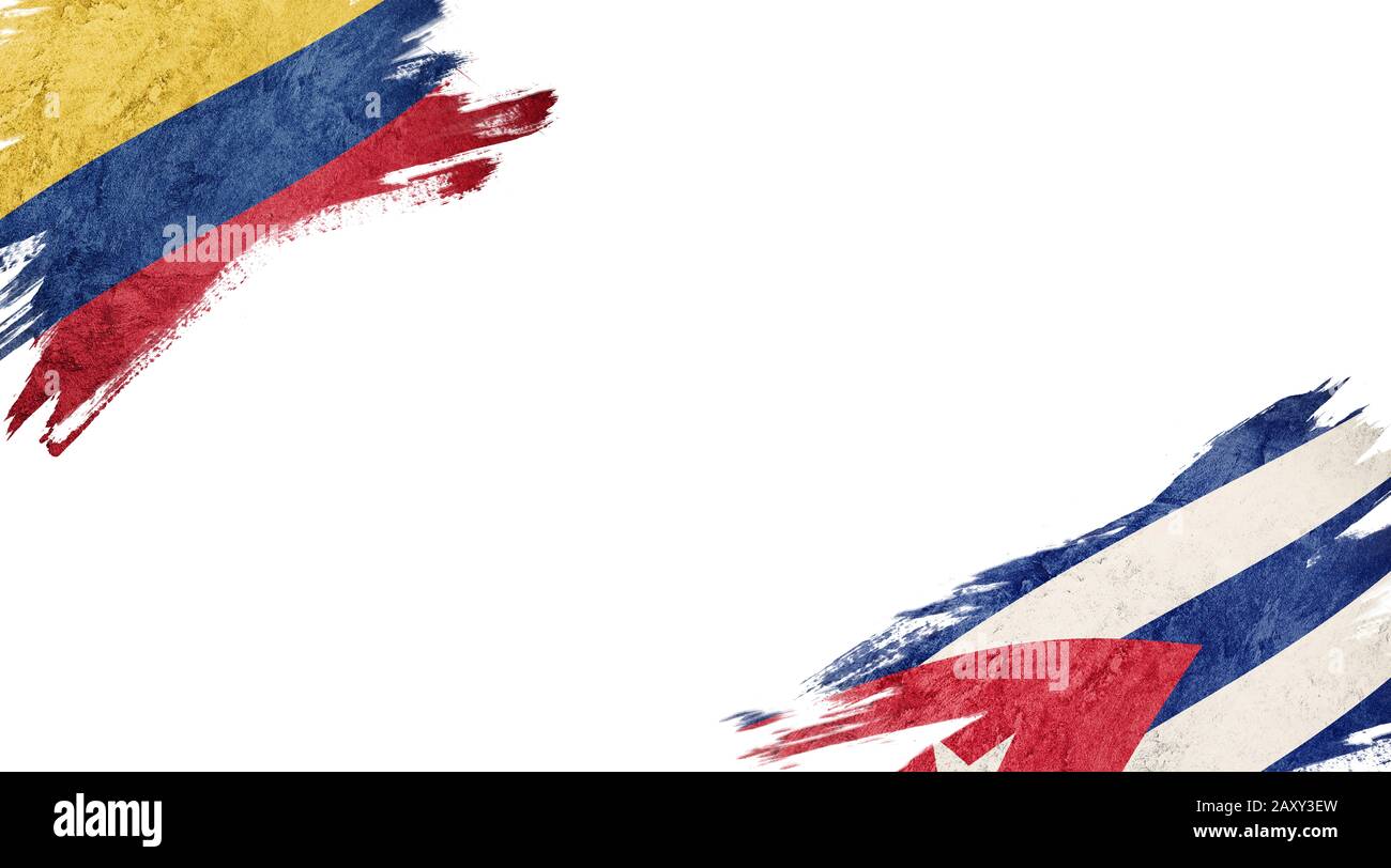 Flags of Colombia and Cuba on white background Stock Photo - Alamy