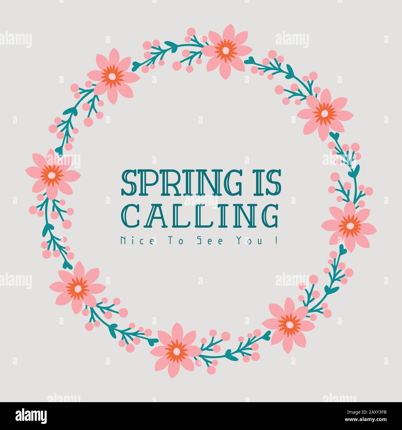 Beautiful shape of leaf and floral frame, for spring calling greeting ...