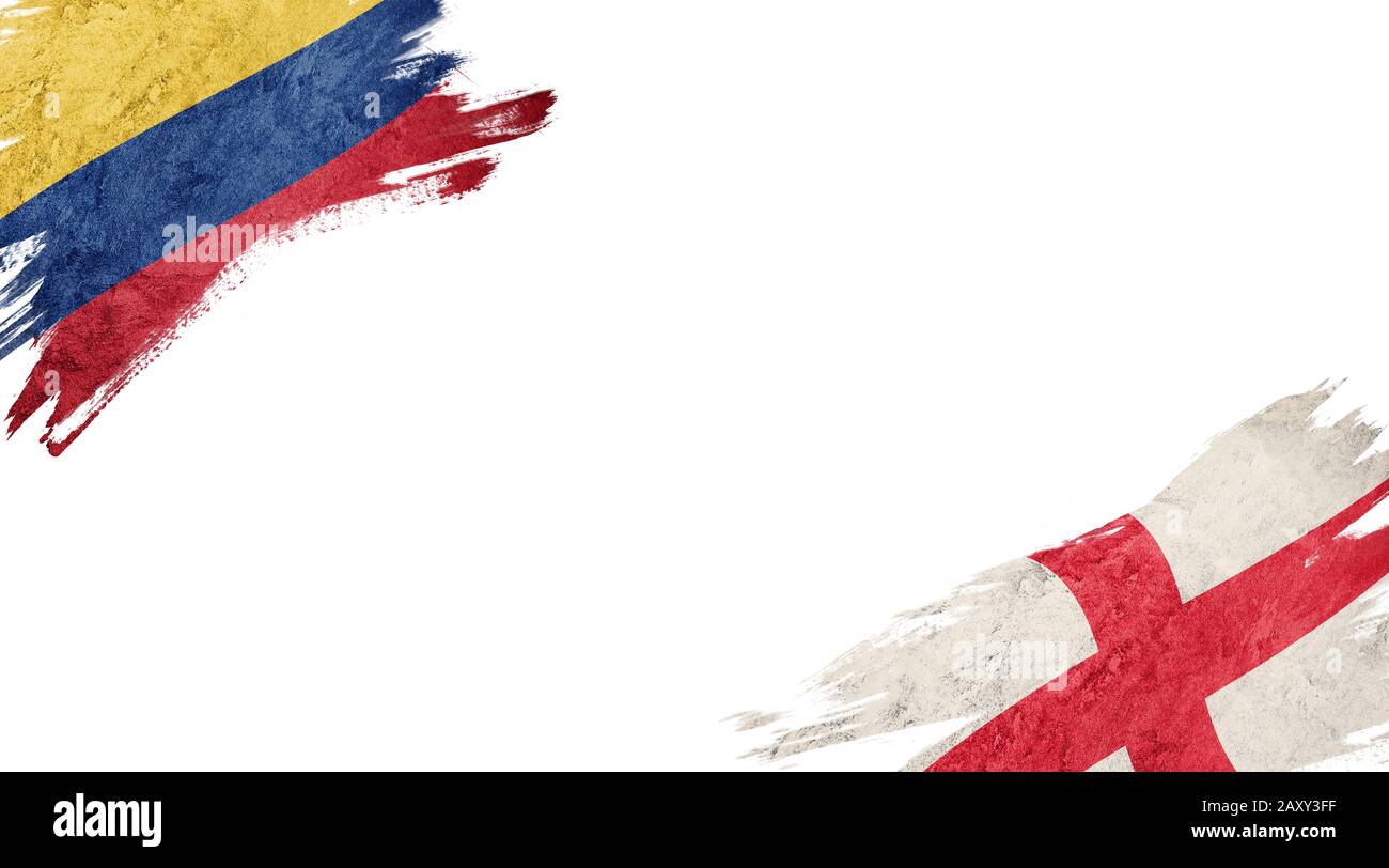 Flags of Colombia and England on white background Stock Photo - Alamy