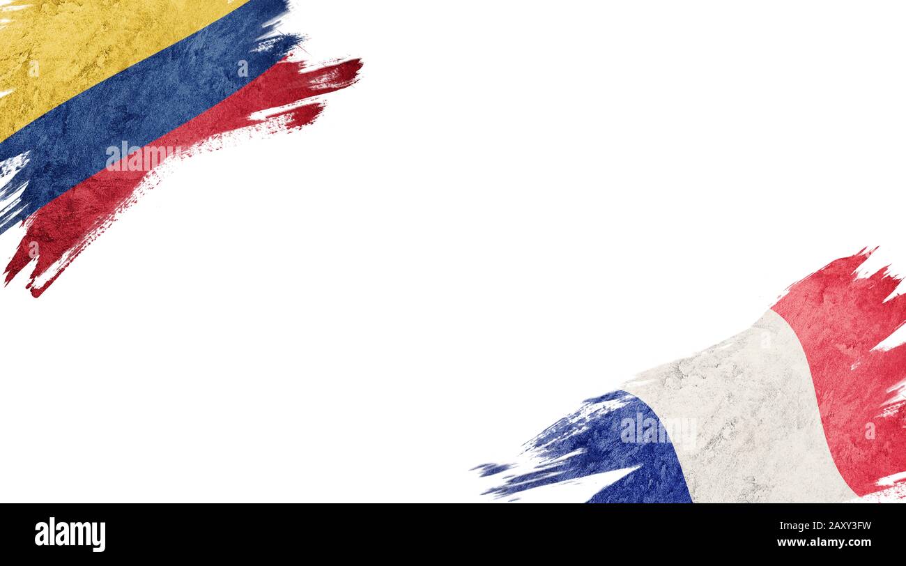 Flags of Colombia and France on white background Stock Photo - Alamy