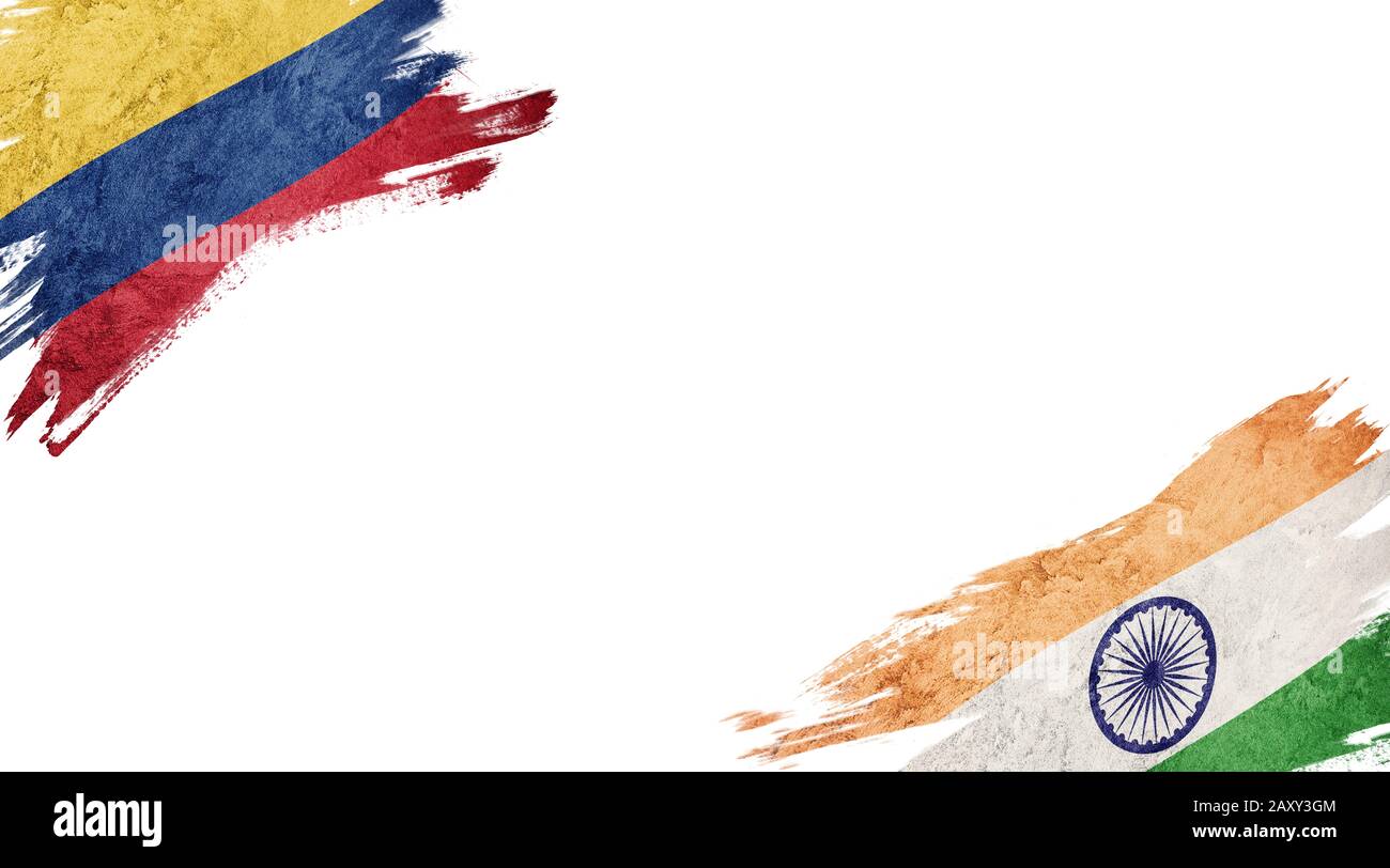 Flags of Colombia and India on white background Stock Photo - Alamy