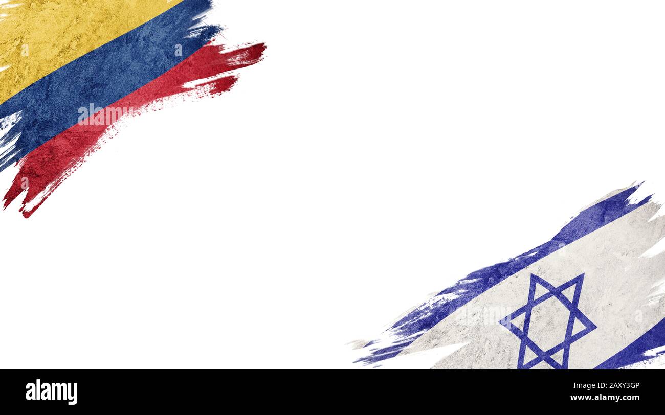 Flags of Colombia and Israel on white background Stock Photo - Alamy