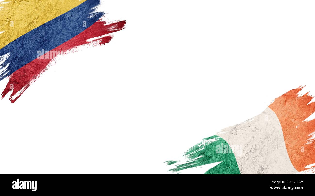 Flags of Colombia and Ireland on white background Stock Photo - Alamy