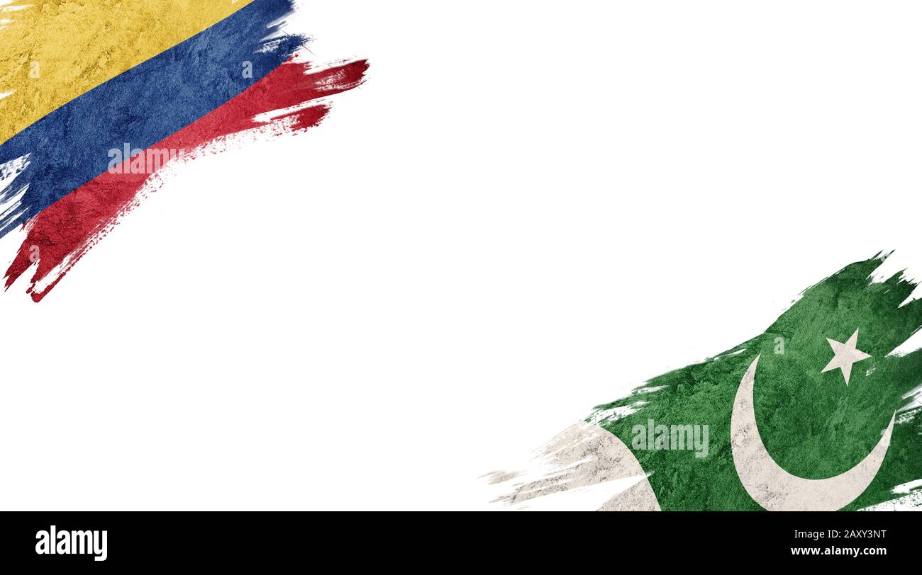 Flags of Colombia and Pakistan on white background Stock Photo - Alamy