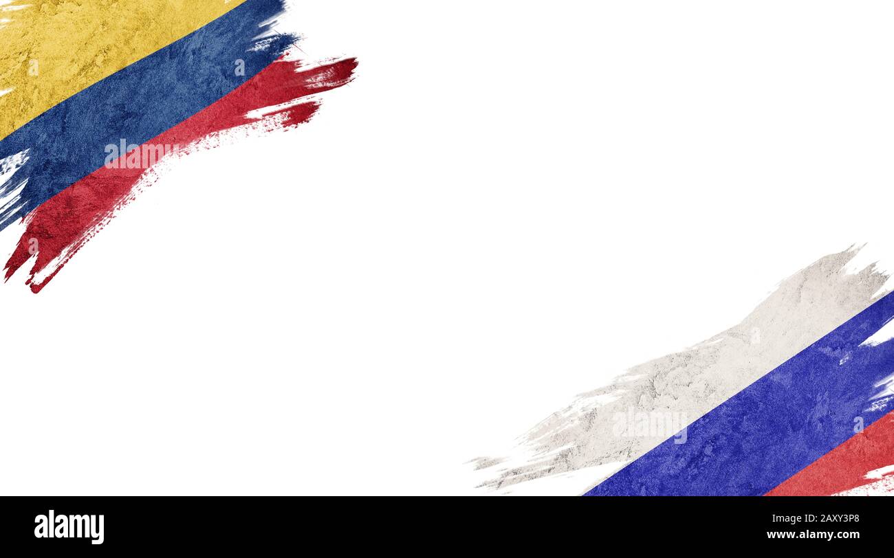 Flags of Colombia and Russia on white background Stock Photo - Alamy
