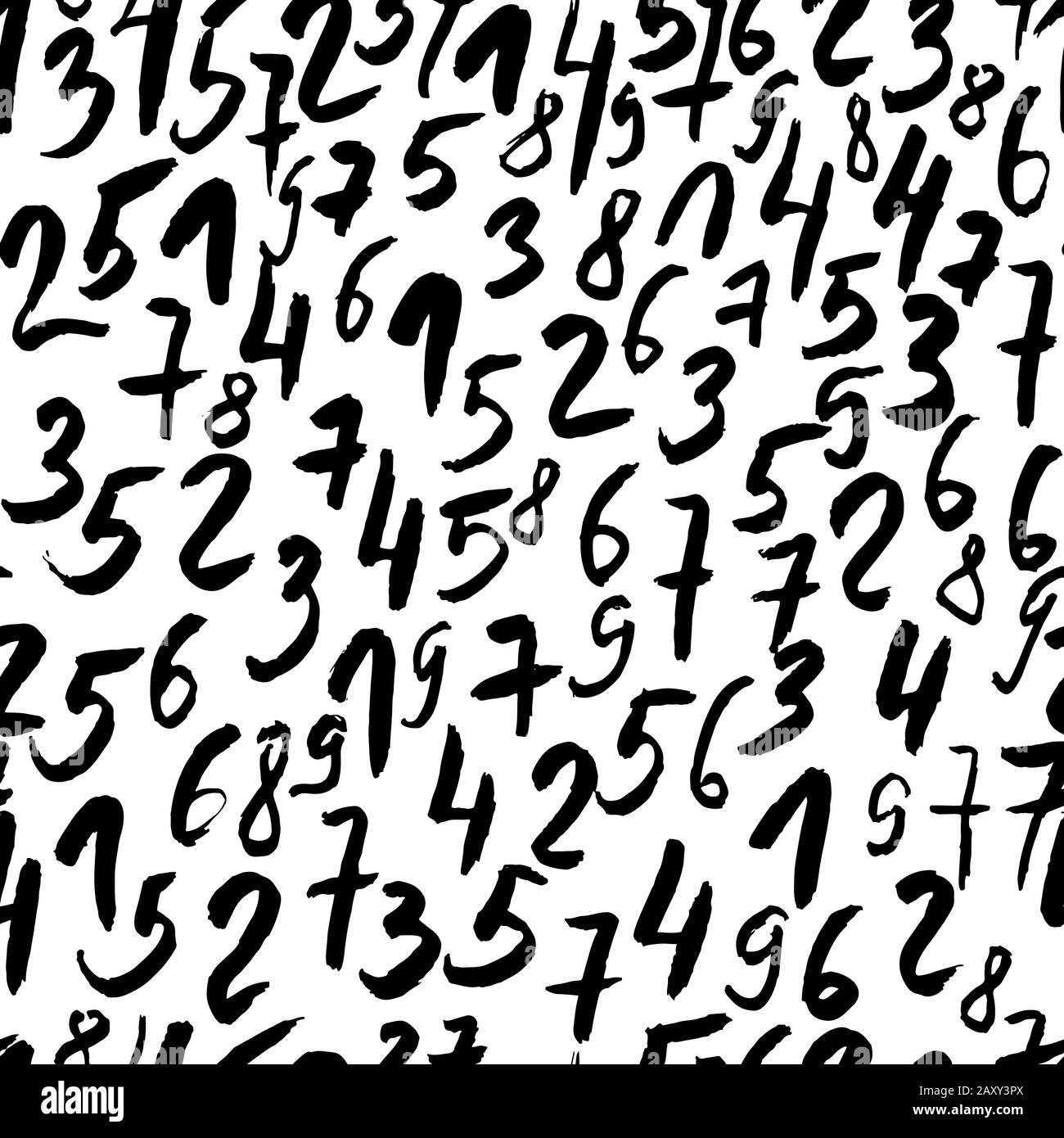 Seamless pattern with handdrawn numbers. Digits vector illustration ...
