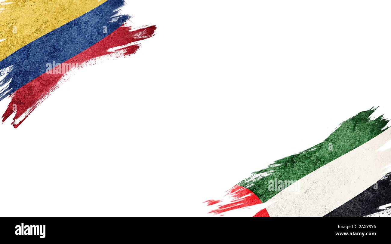 Flags of Colombia and UAE on white background Stock Photo - Alamy