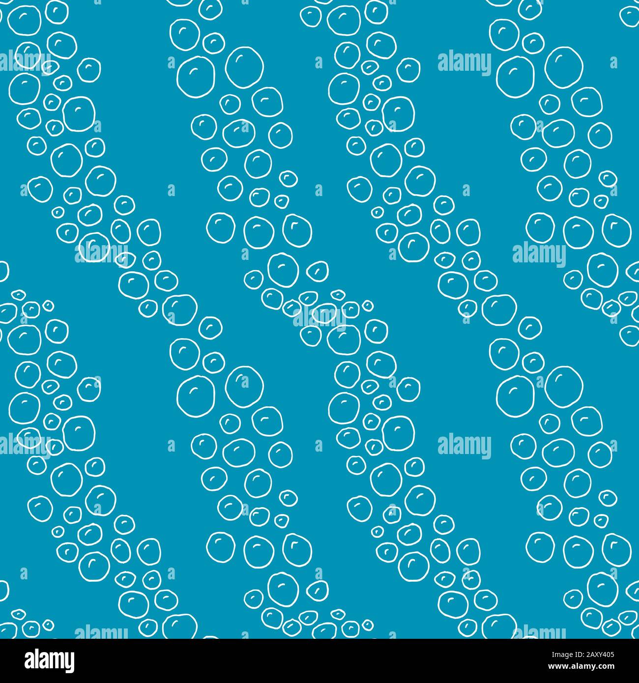 Seamless blue hand drawn pattern with bubbles. Vector illustration ...