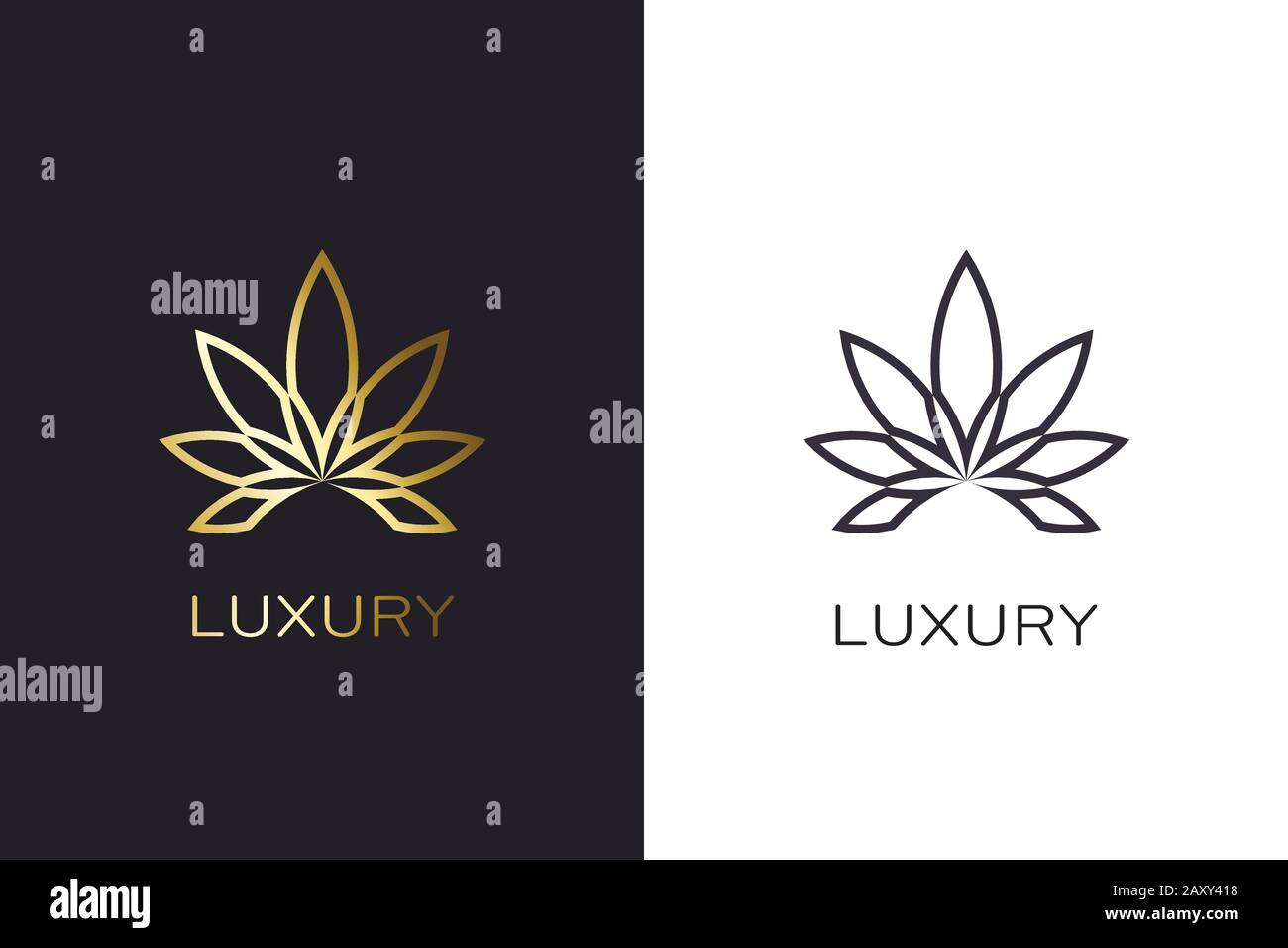 Gold cannabis plant logo. Luxury golden style Stock Vector Image & Art ...
