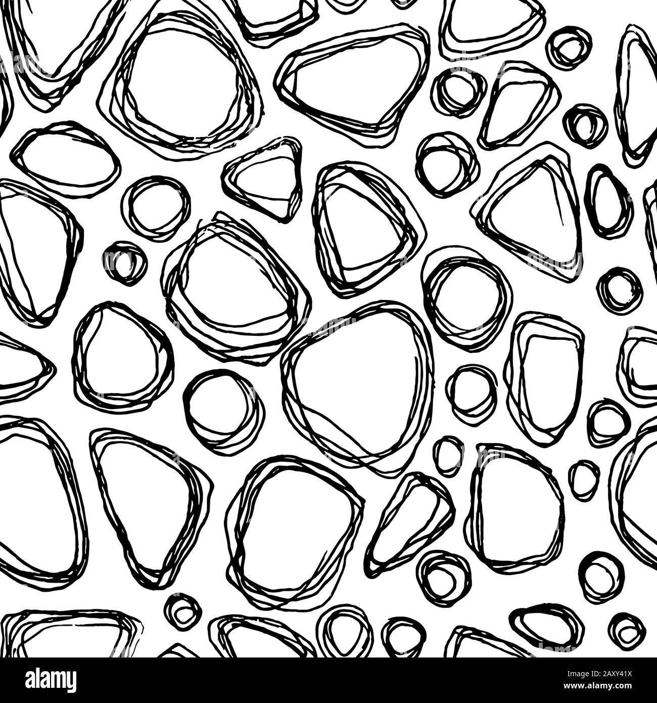 Black and white doodle handdrawn sketch seamless pattern. Vector ...