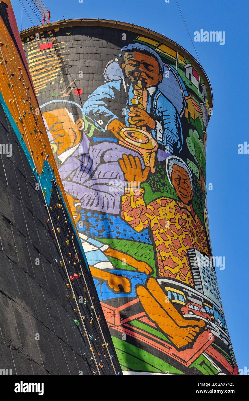 Soweto, South Africa - Oct 22, 2011: Orlando Towers Painted chimneys in ...