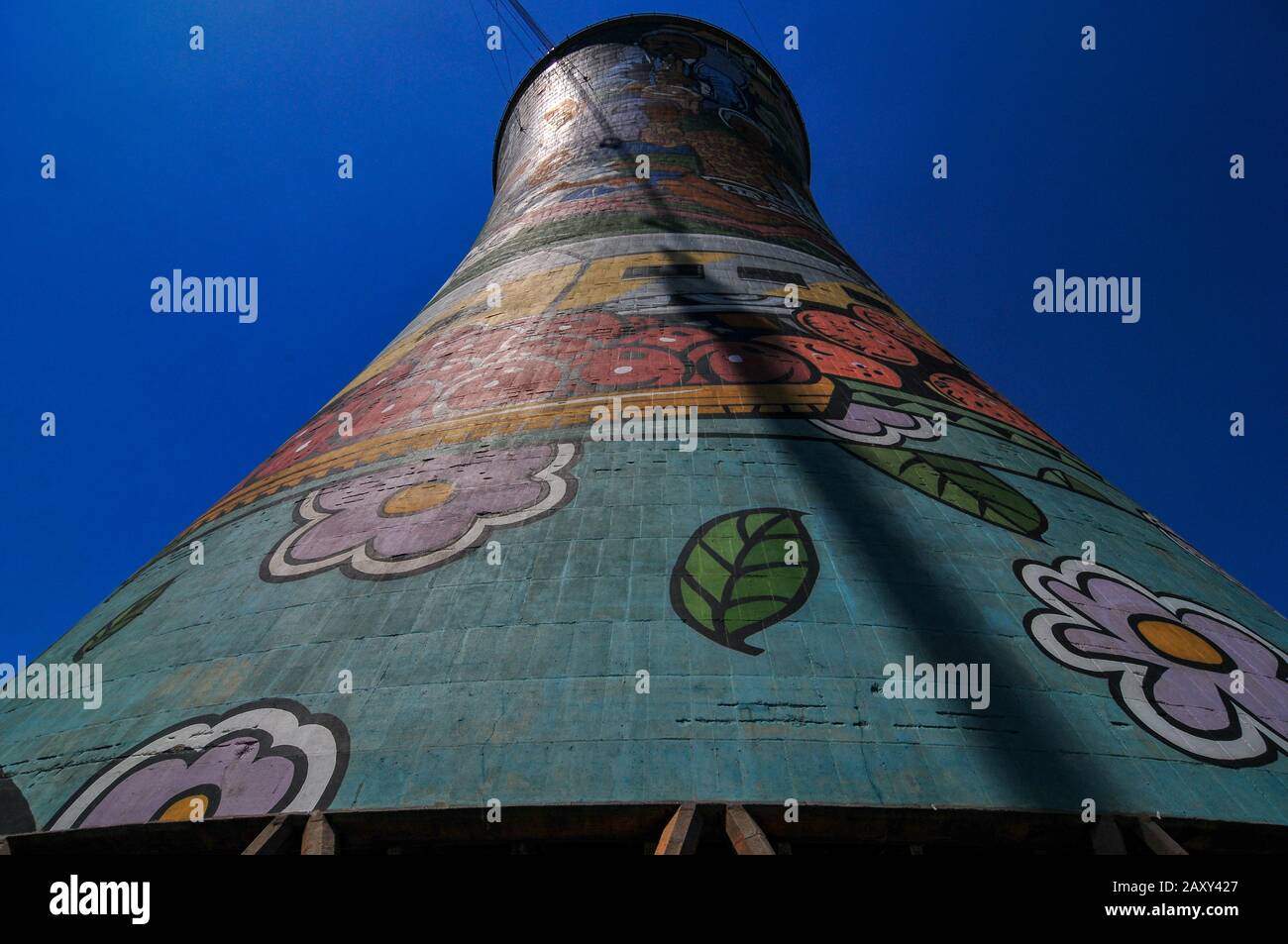 Soweto, South Africa - Oct 22, 2011: Orlando Towers Painted chimneys in ...