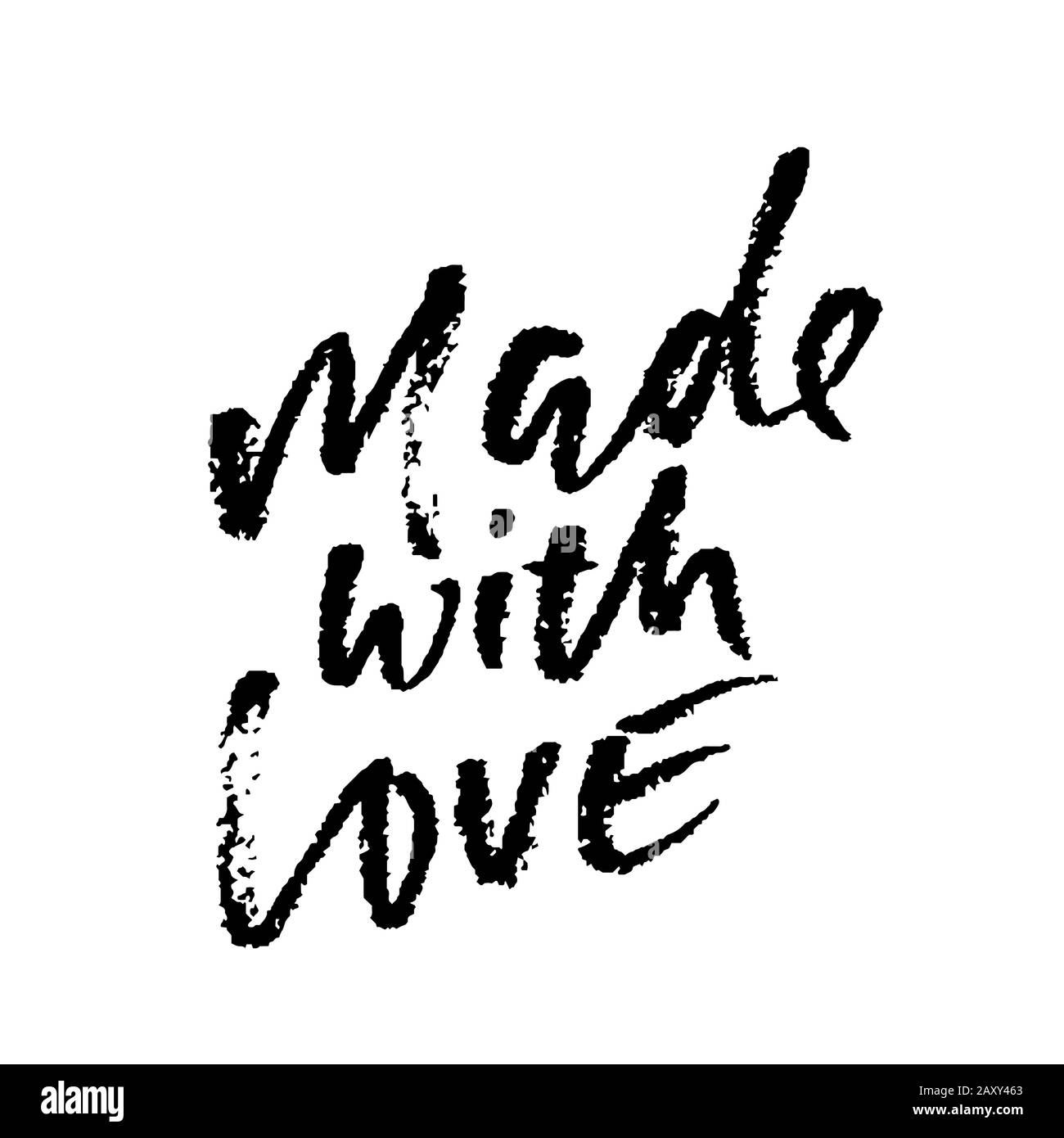 Made with love. Hand made lettering phrase for online store. Vector ink ...