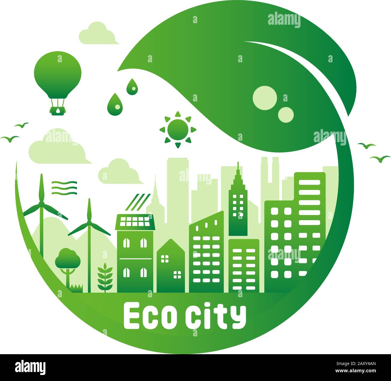 Green eco city vector illustration ( ecology concept , nature ...