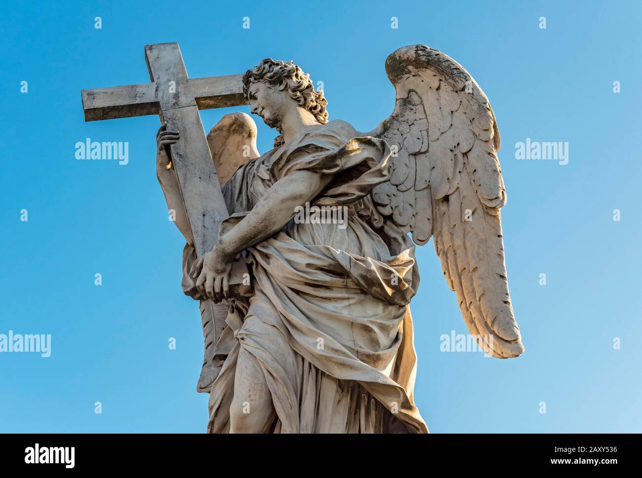 Statue of Angel with the Cross, Ponte Sant'Angelo bridge, Rome, Italy ...