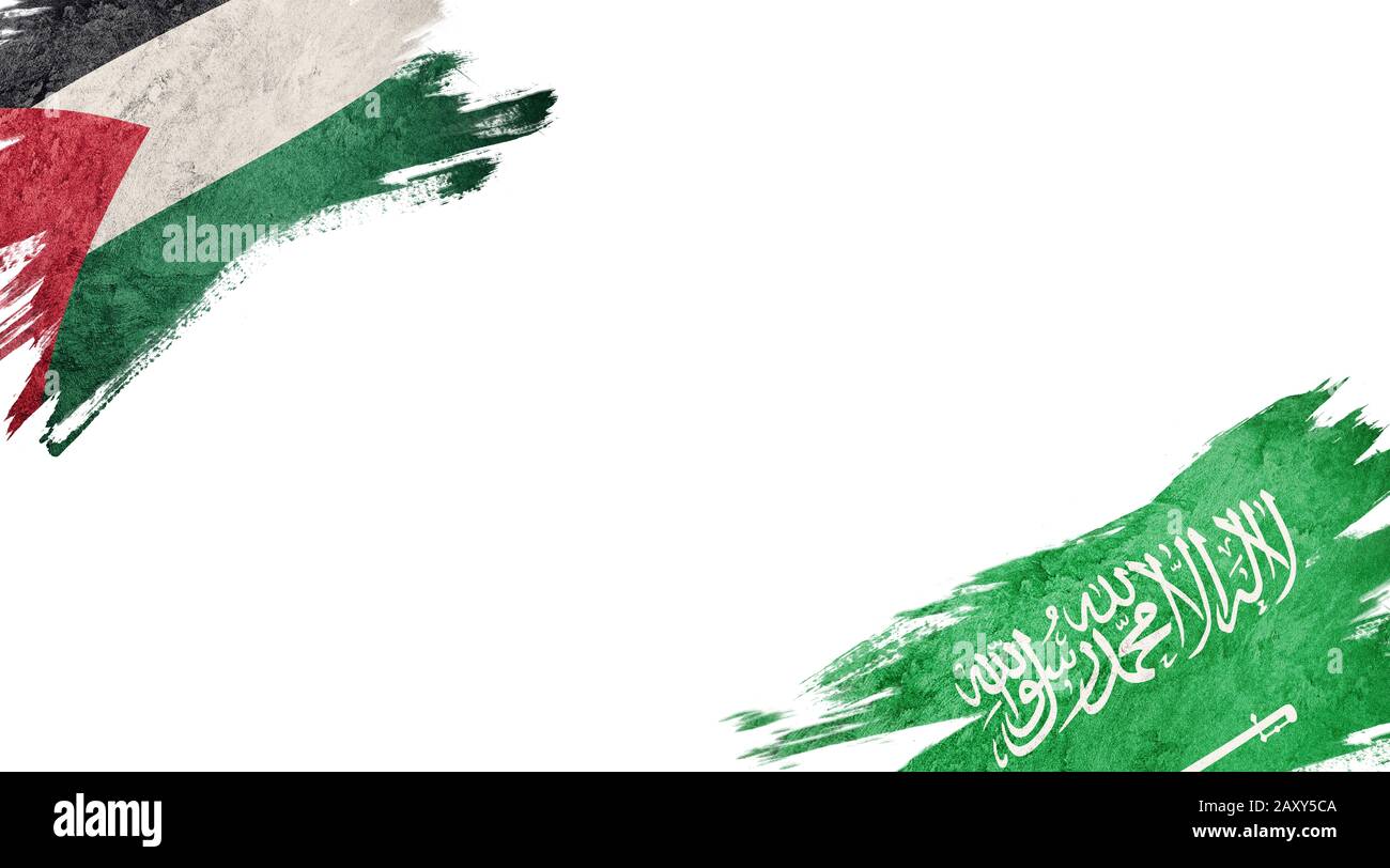 Flags of Palestine and Saudi Arabia on white background Stock Photo - Alamy