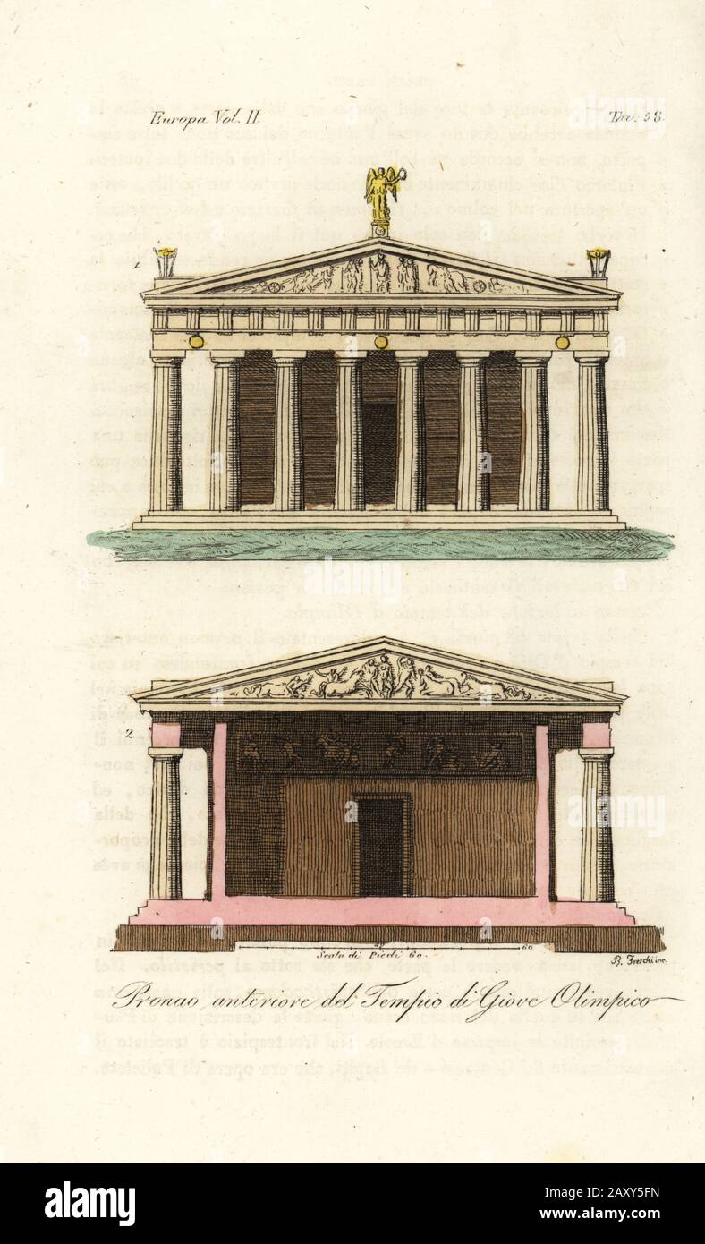 View of the front 1 and rear 2 pronaos or vestibule of the Temple of ...