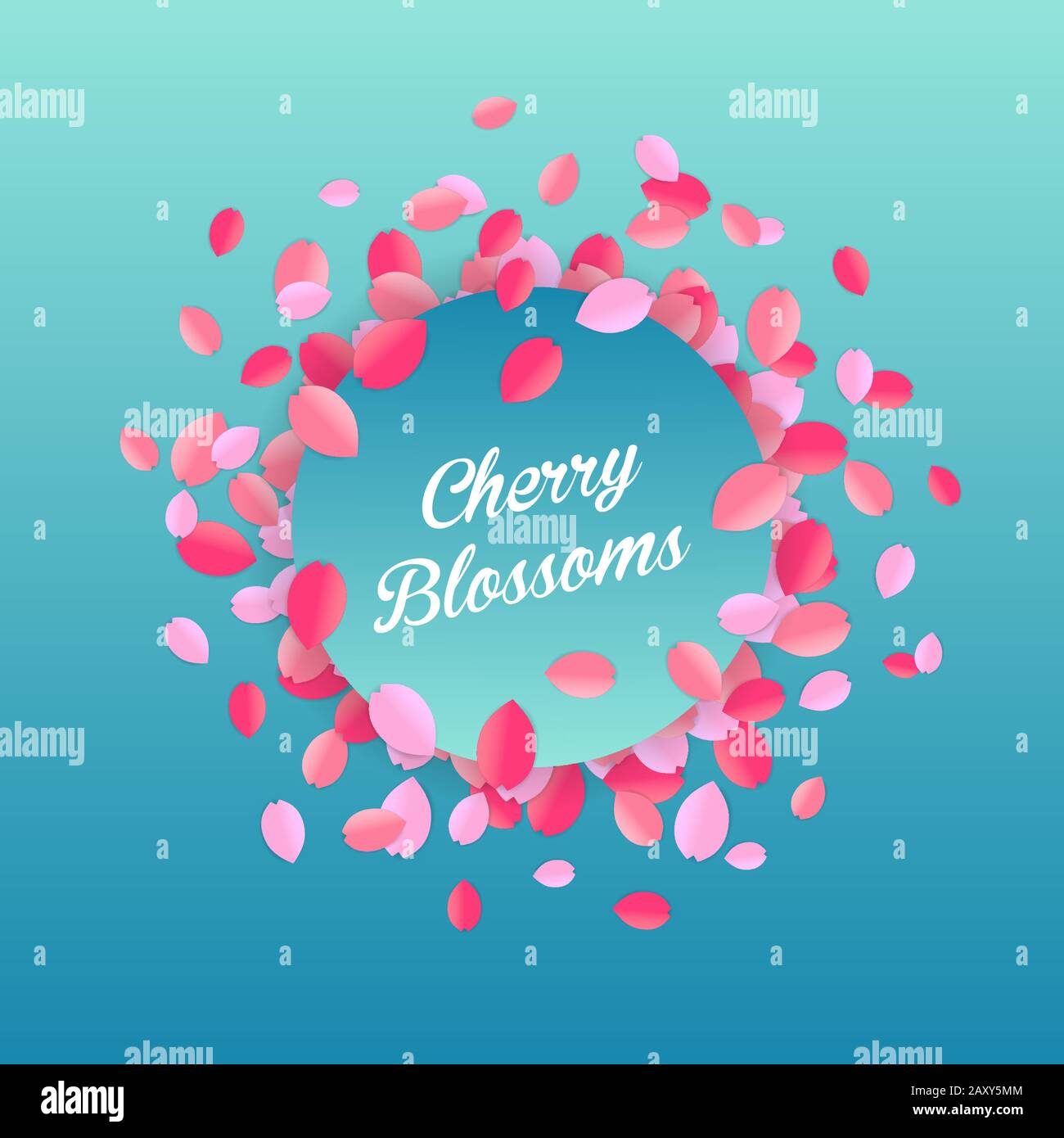 Floral cherry blossom petals frame vector illustration Stock Vector ...