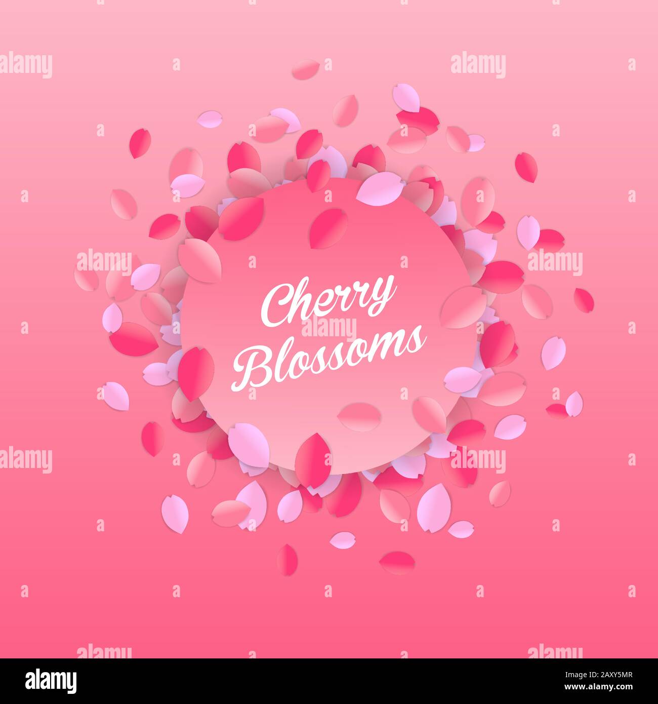 Floral cherry blossom petals frame vector illustration Stock Vector ...