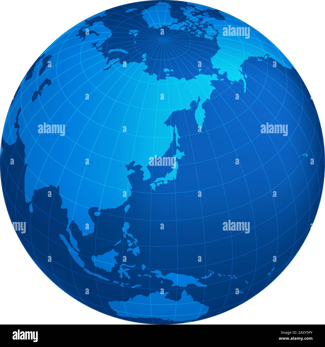 Globe map centered on asia Stock Vector Images - Alamy