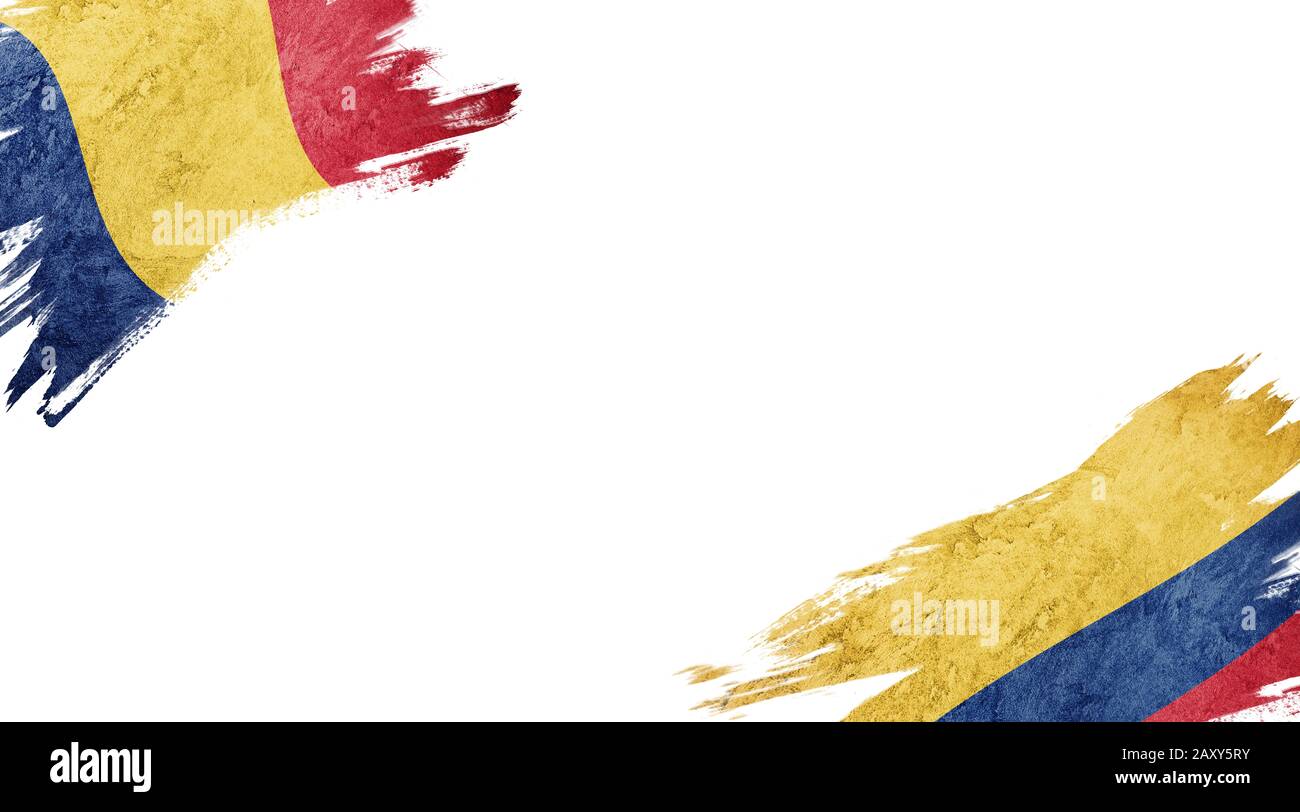 Flags of Romania and Colombia on white background Stock Photo - Alamy