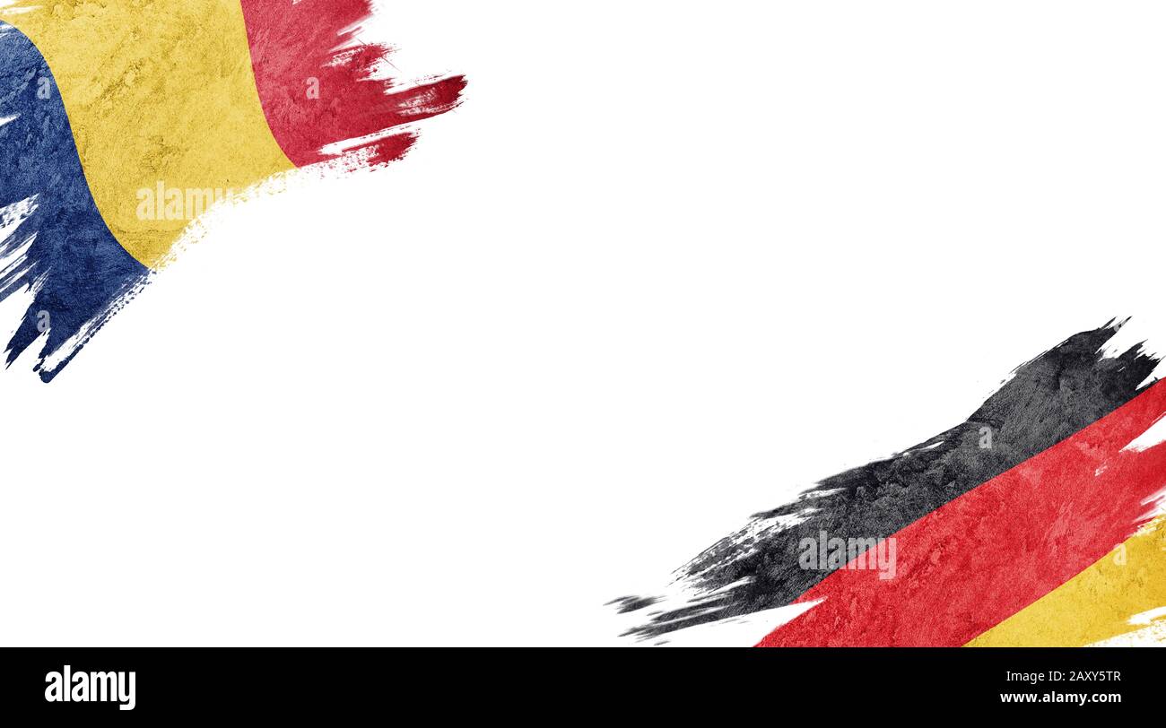 Flags of Romania and Germany on white background Stock Photo - Alamy