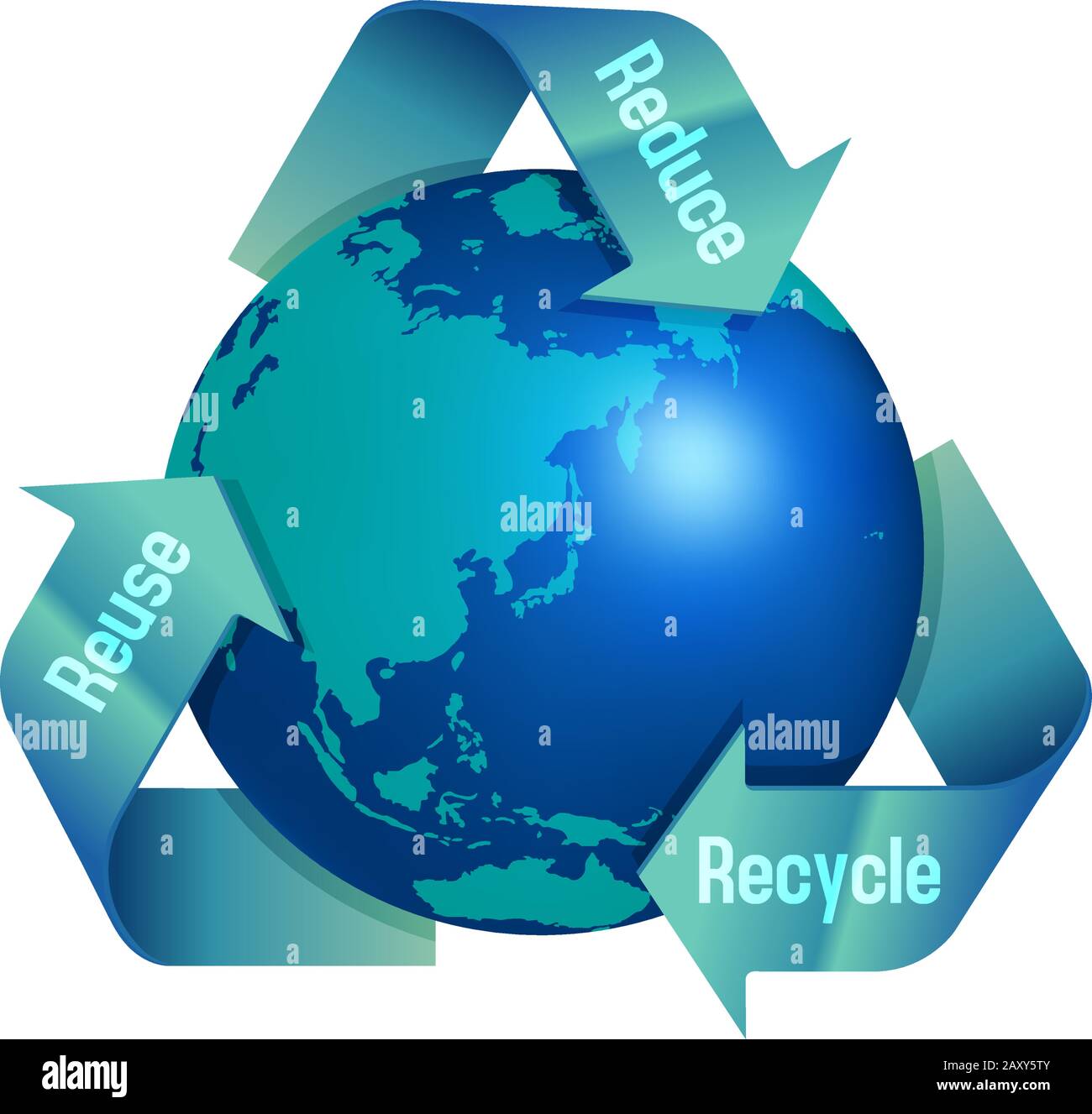 3 arrows around earth vector illustration ( recycle, ecology, 3R / recycle, reuse, reduce Stock ...