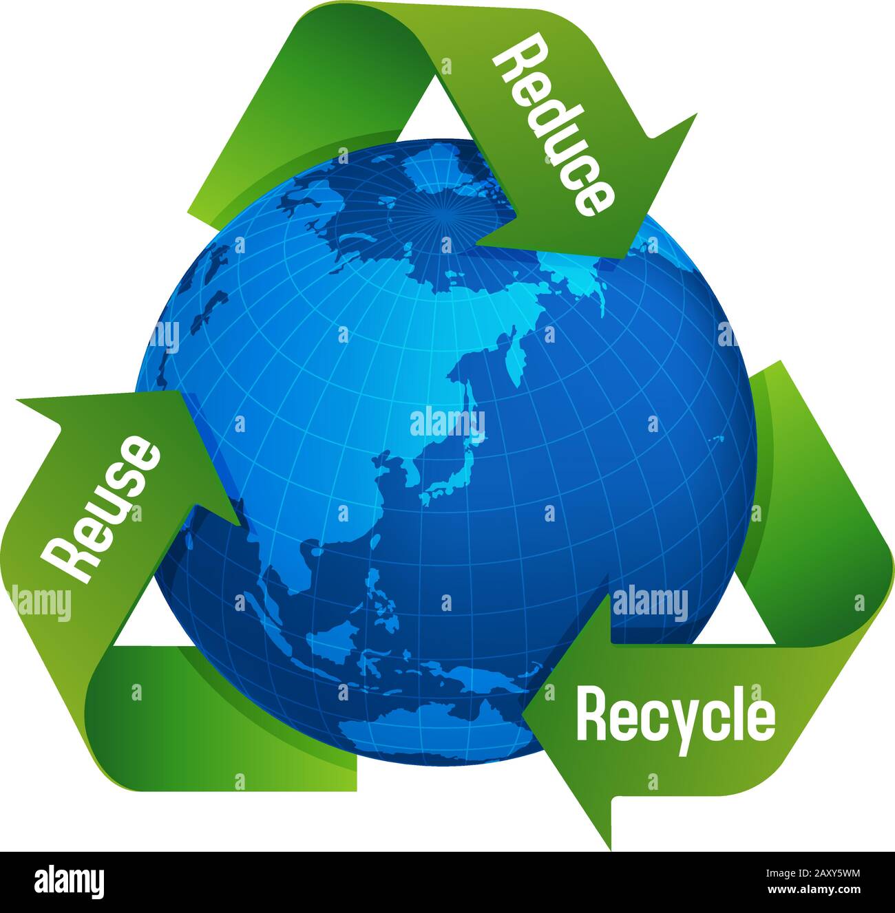 3 arrows around earth vector illustration ( recycle, ecology, 3R / recycle, reuse, reduce Stock ...