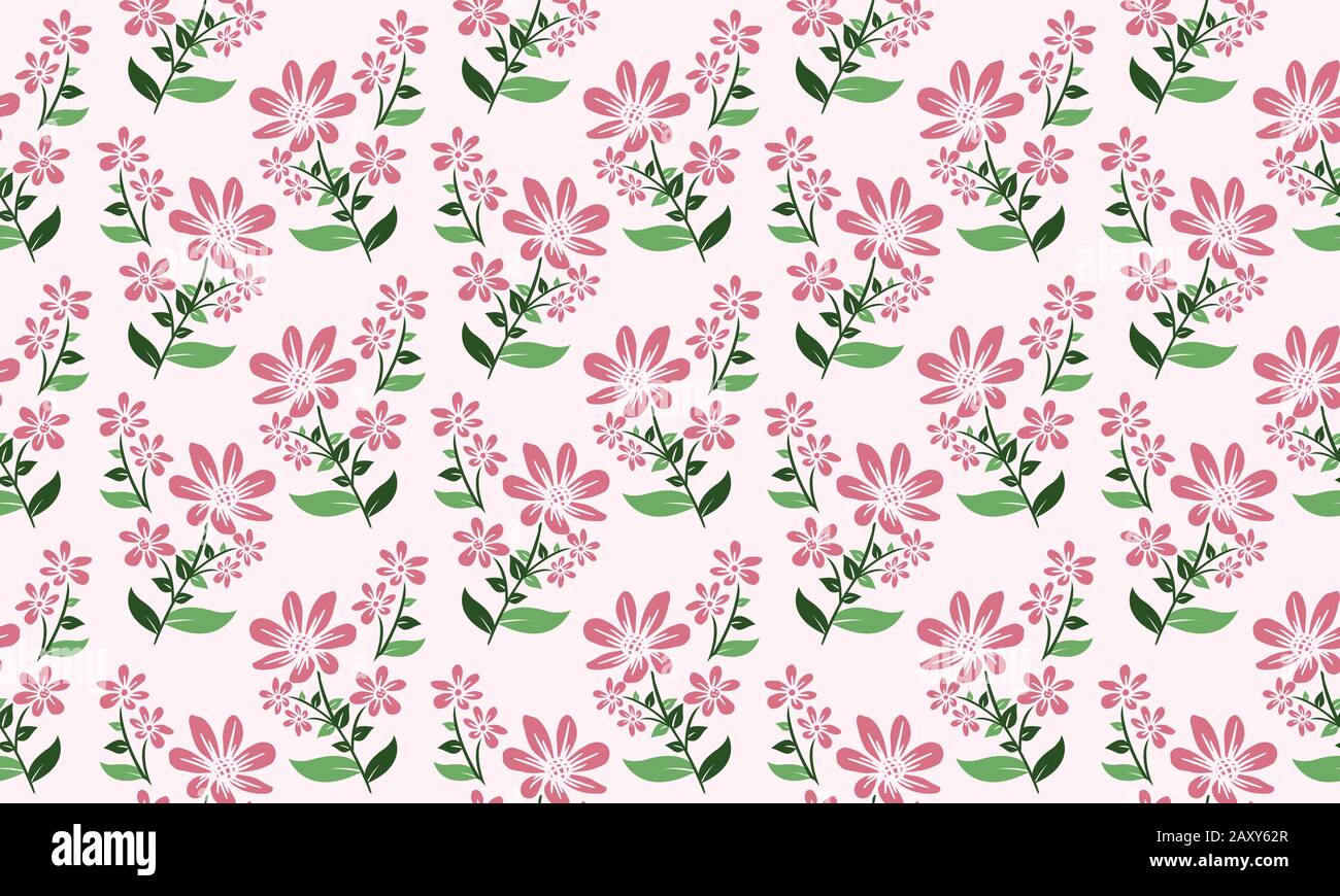 Modern spring floral pattern background, with leaf and flower design ...