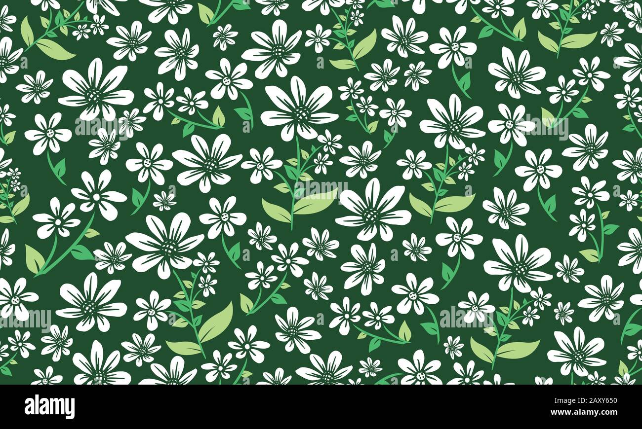Modern spring floral pattern background, with leaf and flower design ...