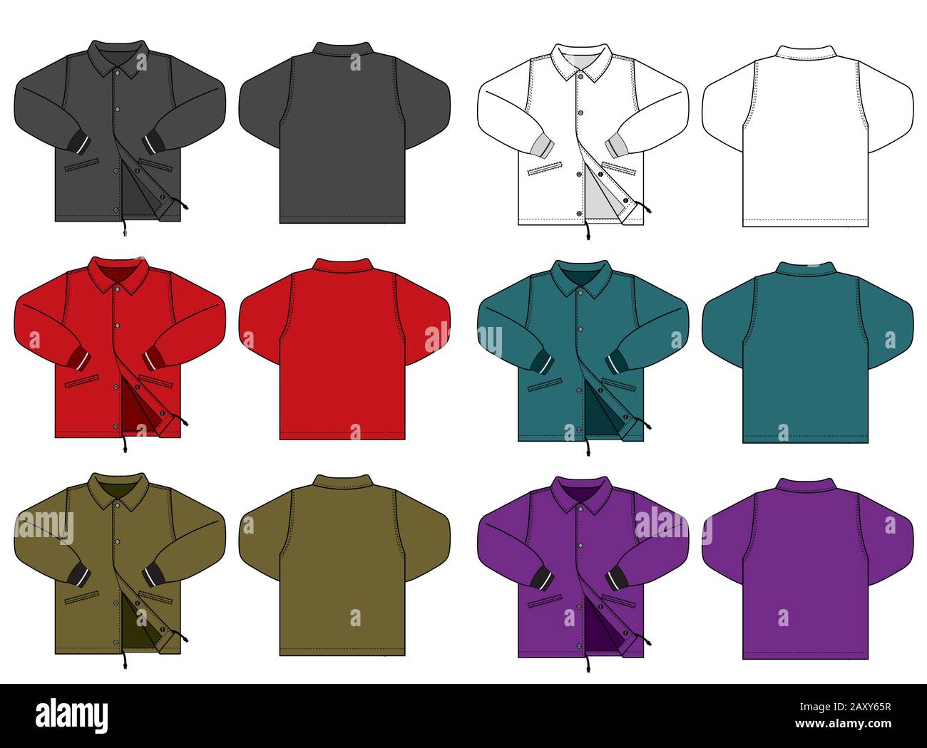 Vector template illustration set of men's jacket Stock Vector Image ...