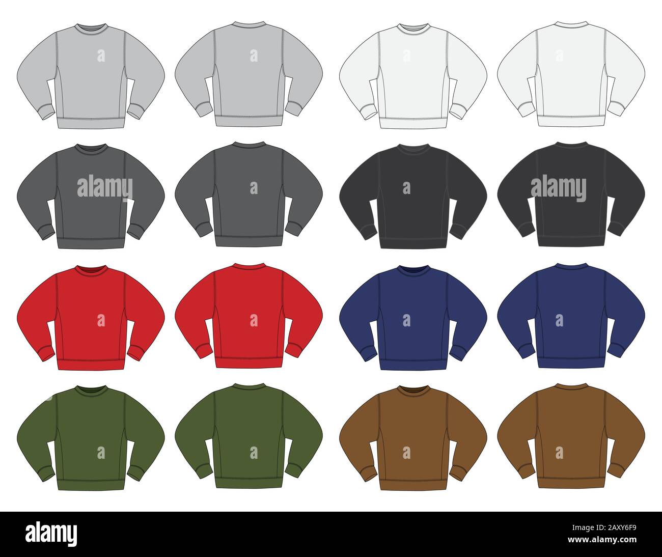 Vector template illustration set of sweat shirt Stock Vector Image ...